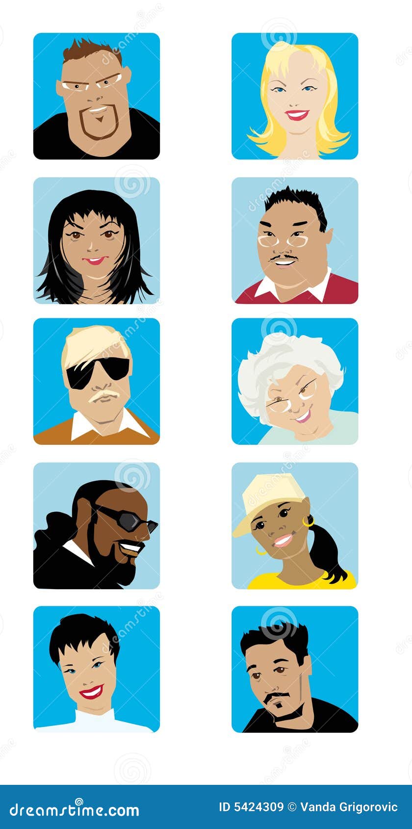 Cartoon Faces Collection stock vector. Illustration of indian - 5424309