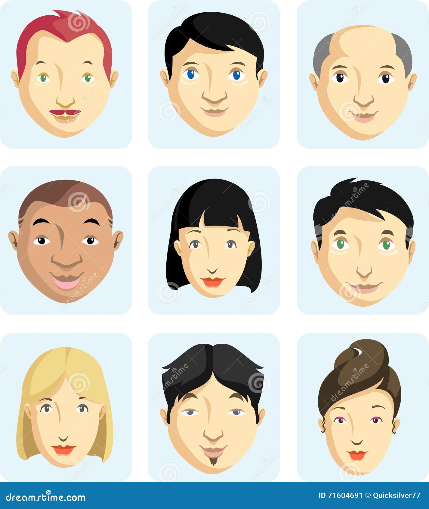 Cartoon Faces Collection stock vector. Illustration of crowd - 71604691