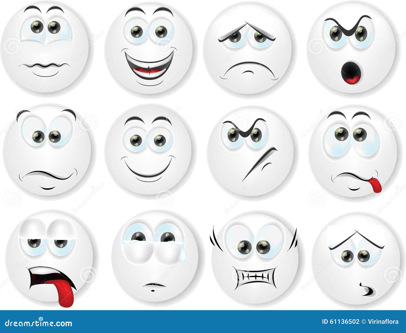 Cartoon Faces with Emotions,vector Stock Vector - Illustration of face ...