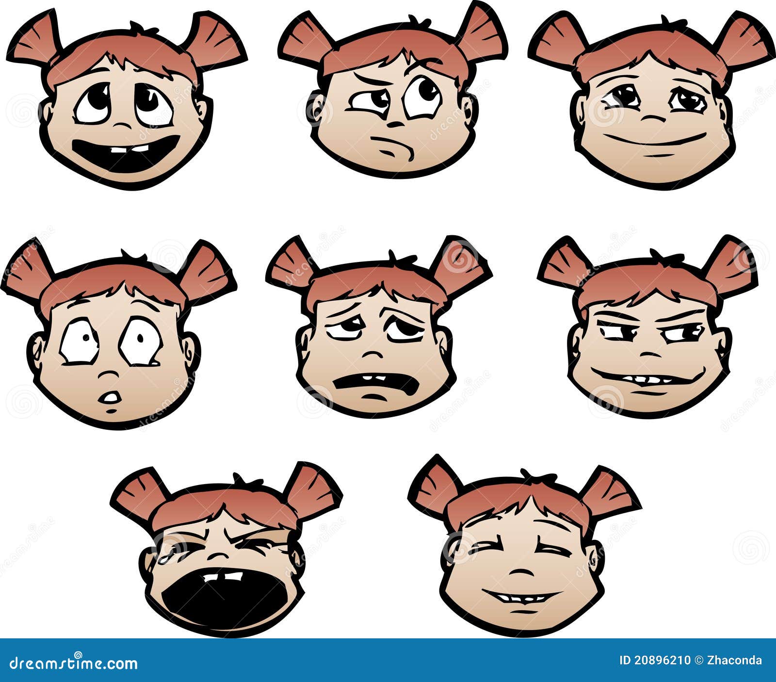Cartoon faces girl stock vector. Illustration of face - 20896210