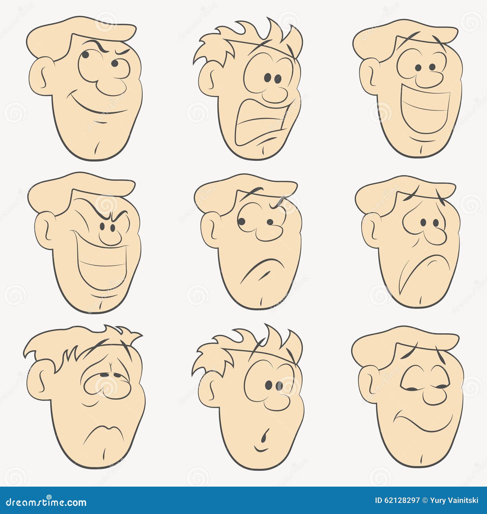 Cartoon Faces for Humor or Comics Design Stock Vector - Illustration of ...