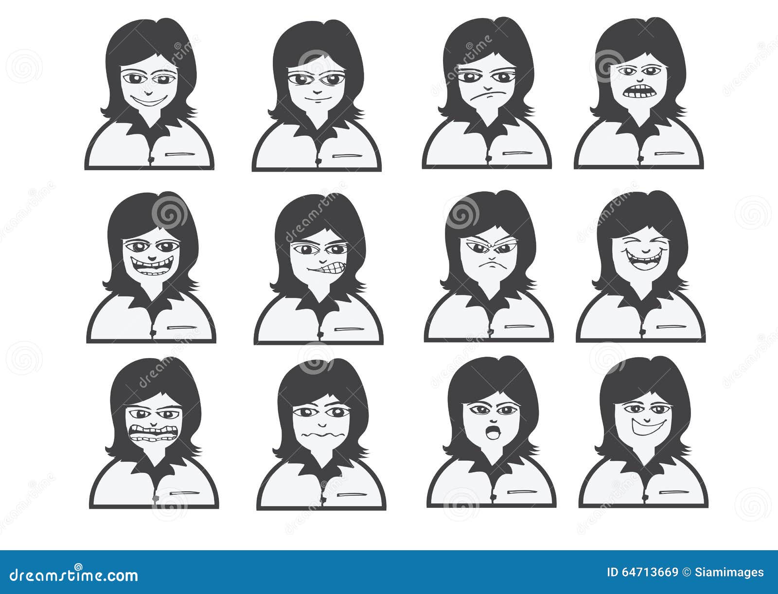 Cartoon Faces Set Drawing Illustration Stock Vector - Illustration of ...
