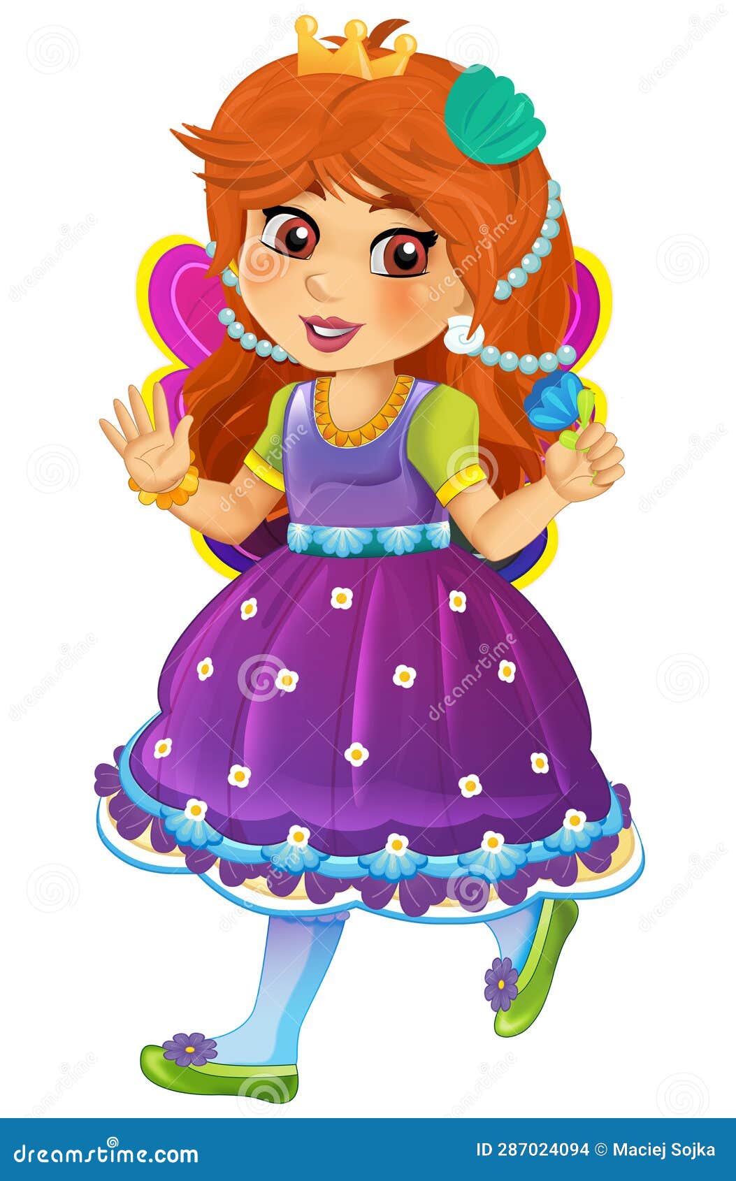 Cartoon Fairy Tale Character Ef Princess Isolated Illustration For