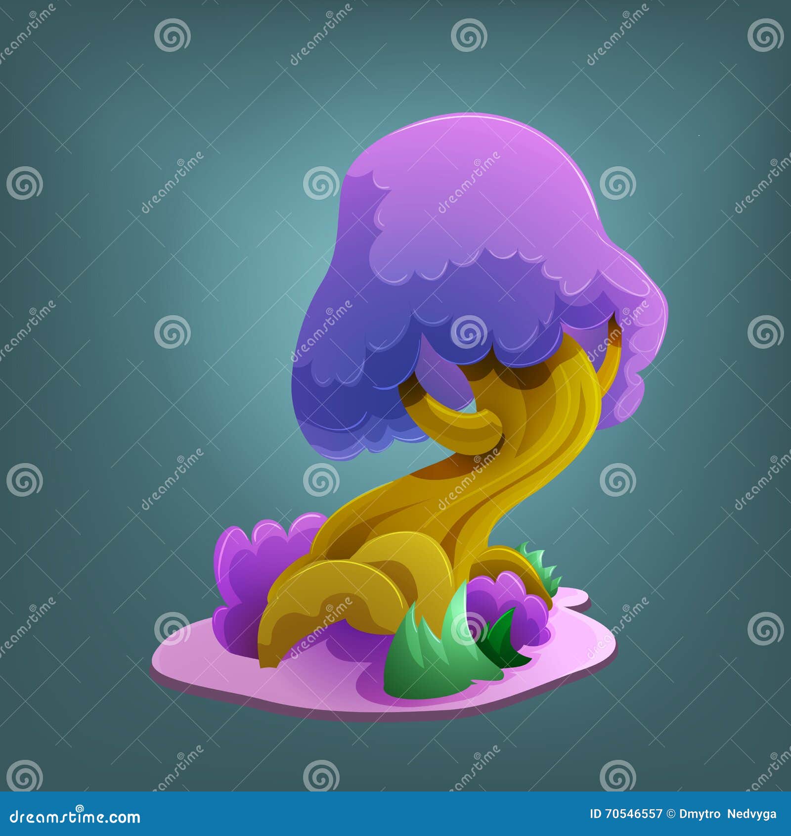 Cartoon fairytale tree. stock vector. Illustration of summer - 70546557
