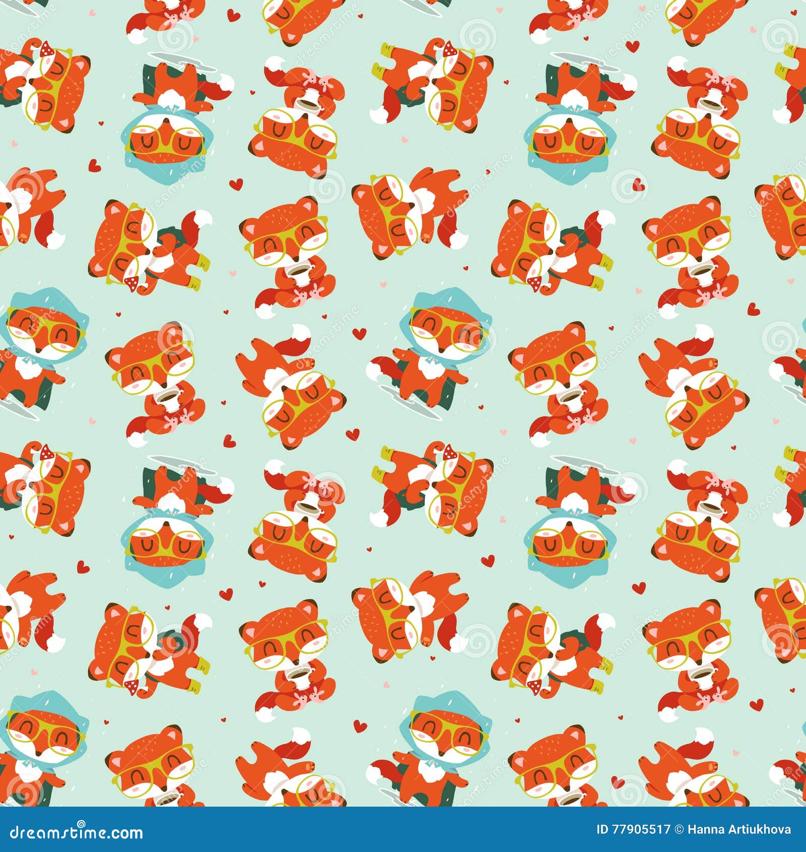 Cartoon fall fox pattern stock vector. Illustration of cute - 77905517