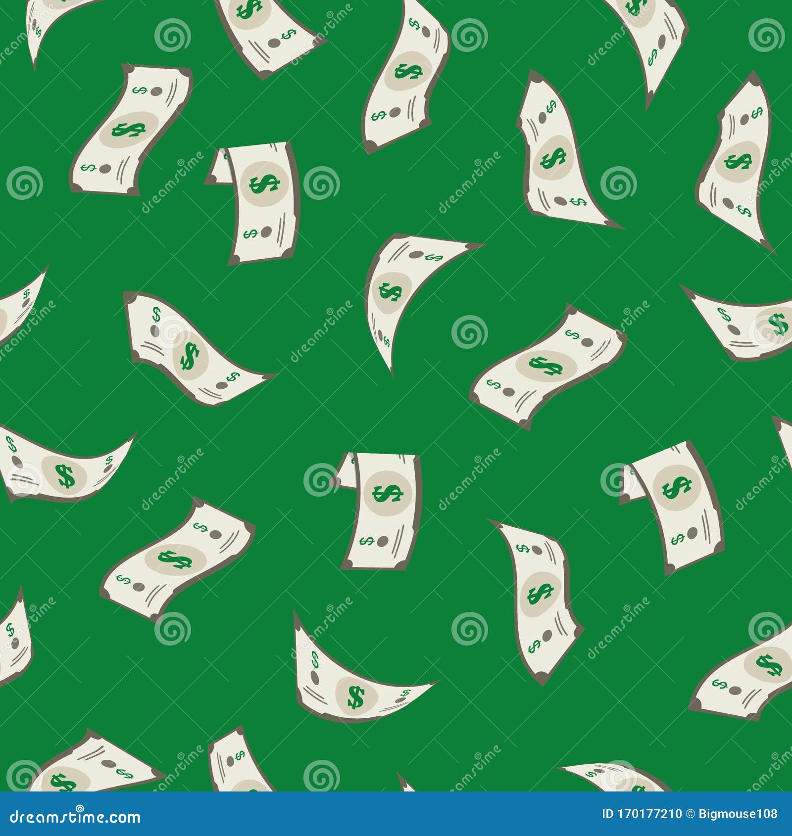 Cartoon Falling Dollars Money Concept Seamless Pattern Background ...