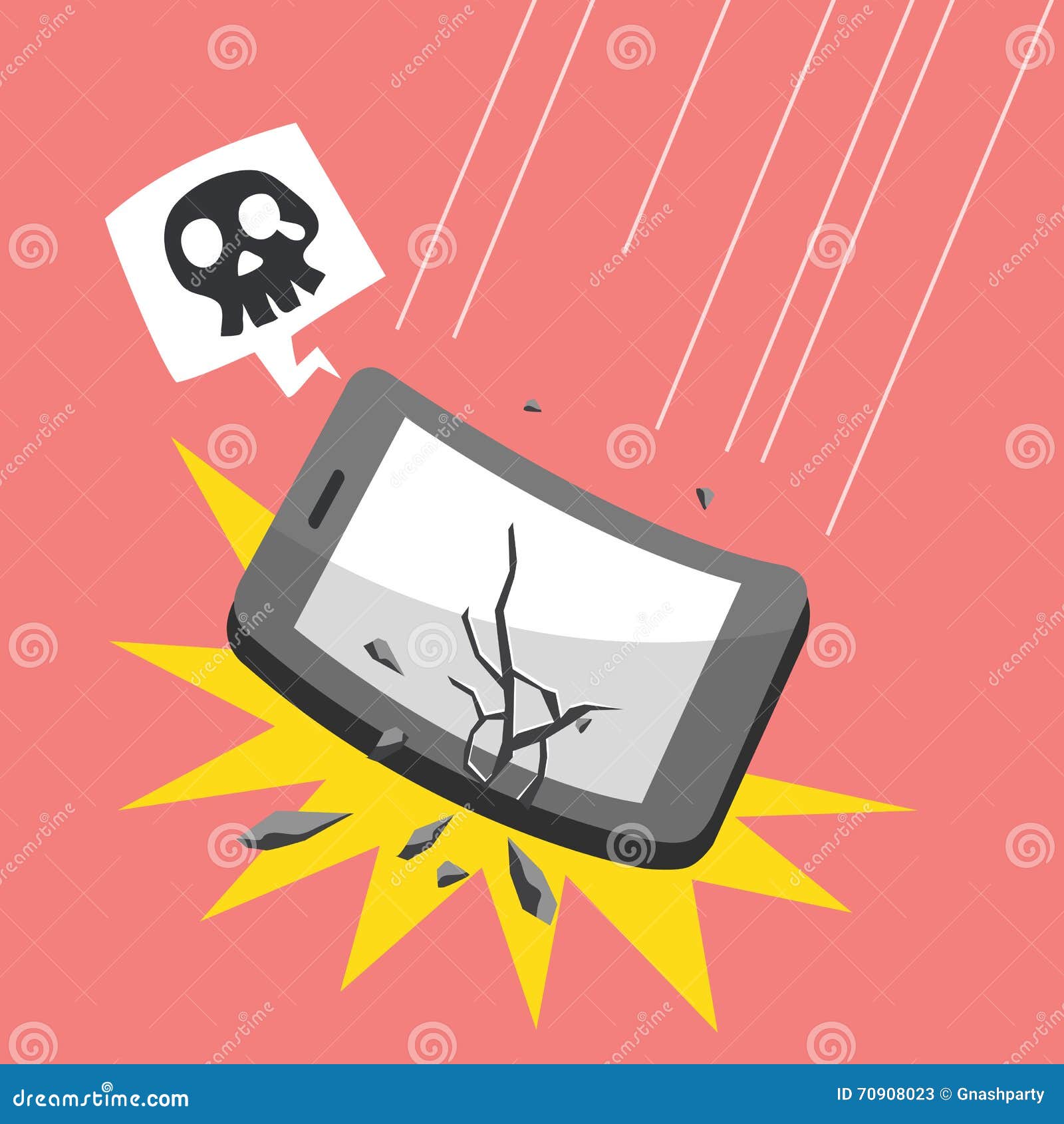 Cartoon falling smartphone stock vector. Illustration of concept - 70908023