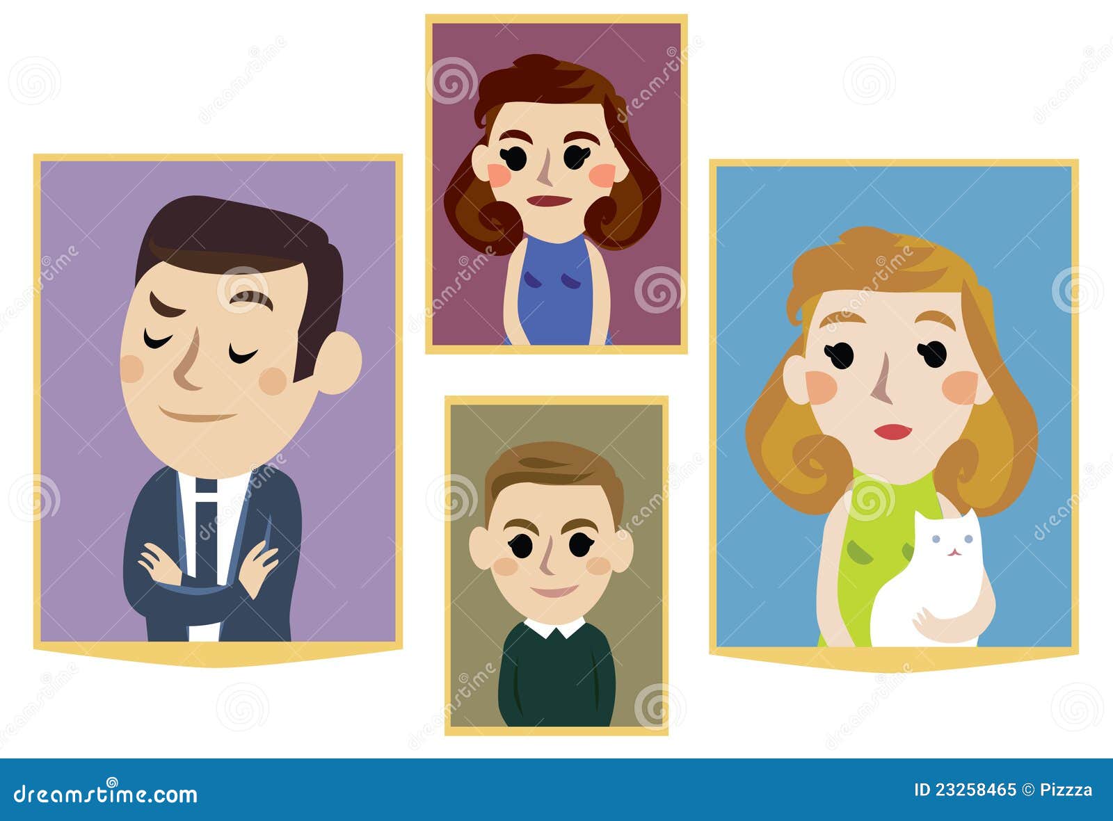 Cartoon family portraits stock vector. Illustration of frame - 23258465