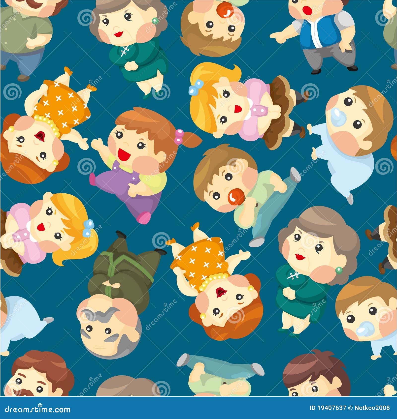 Cartoon Family Set Seamless Pattern Stock Vector - Illustration of ...