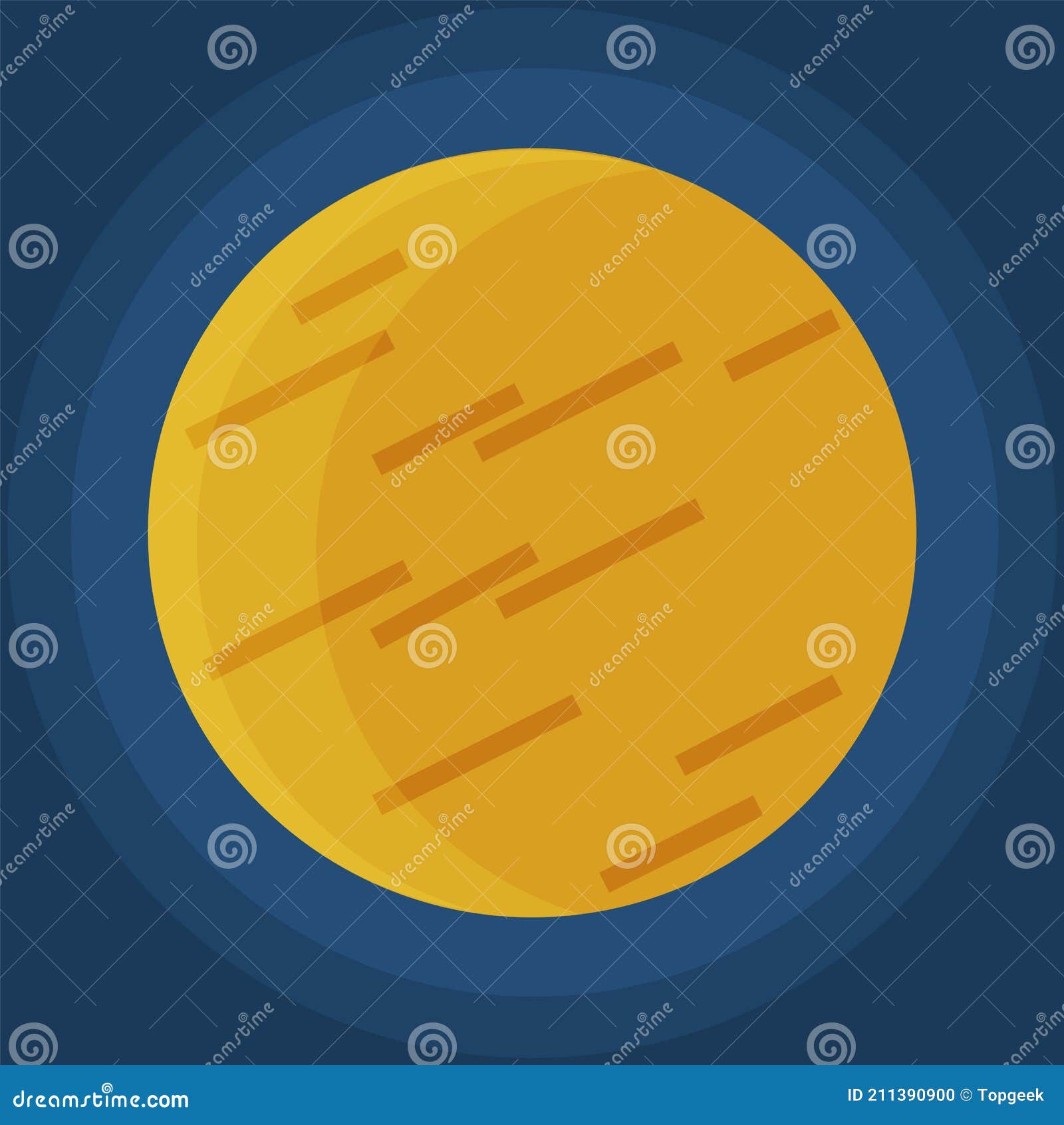 Fantastic Yellow Planet on Dark Blue Space Background. Cosmic Object ...