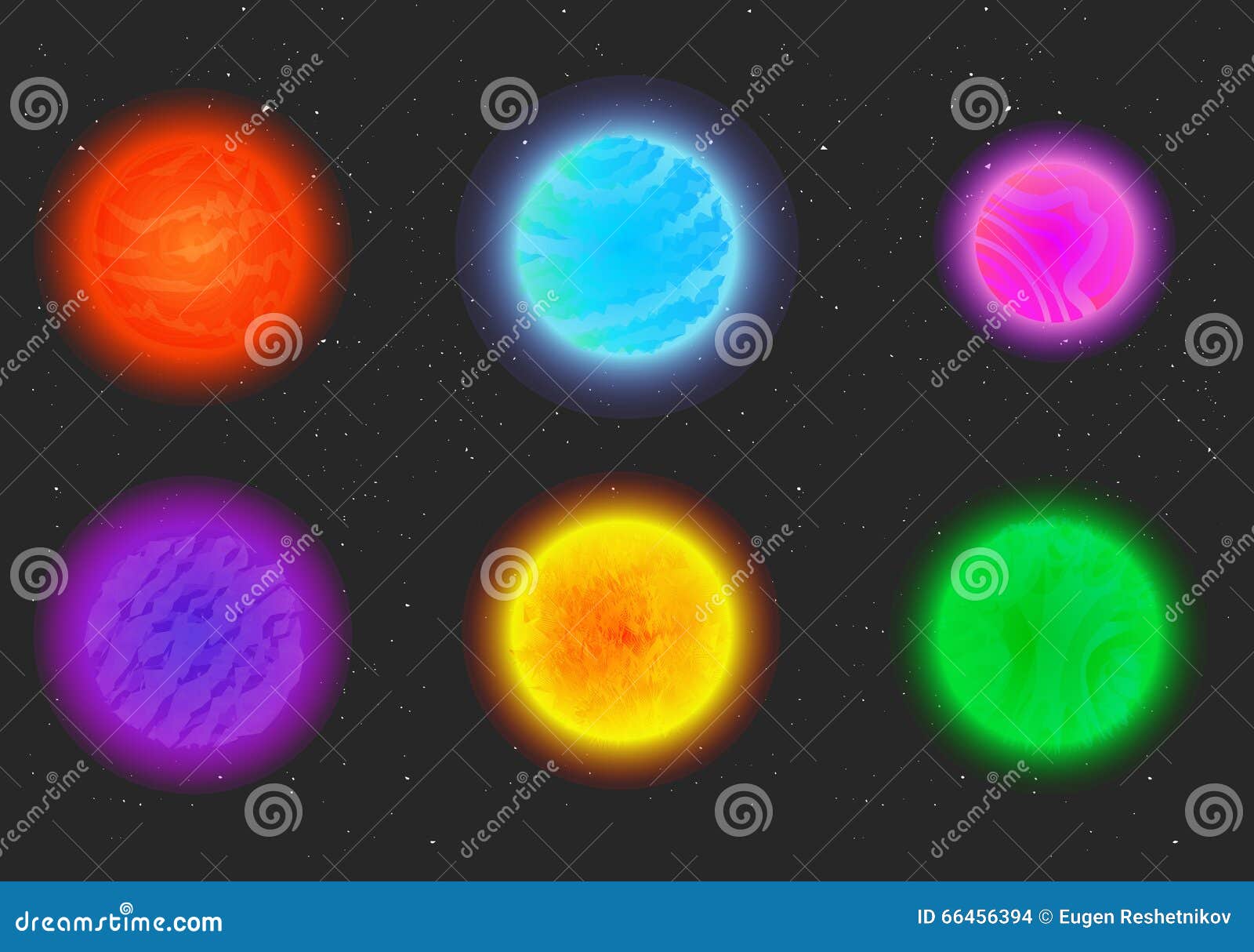 Cartoon Fantasy Alien Planets Set Stock Vector - Illustration of alien ...