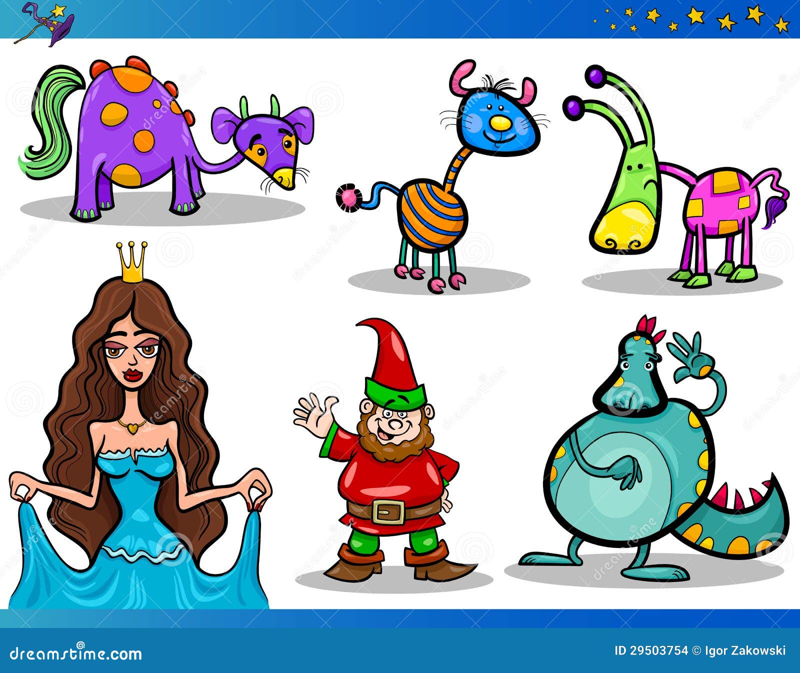 Cartoon Fantasy Characters Set Stock Vector - Illustration of gnome ...