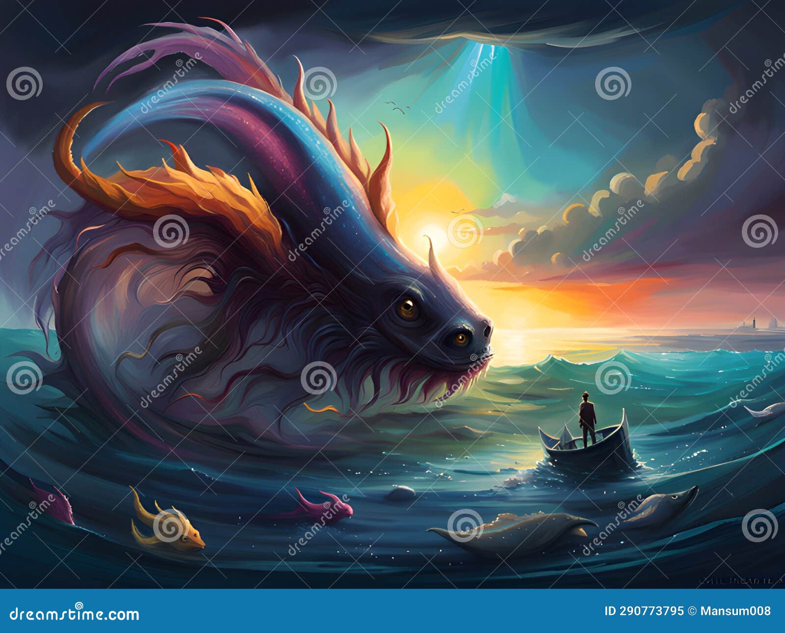 Cartoon Fantasy Fish on the Ocean. Illustration Stock Illustration ...