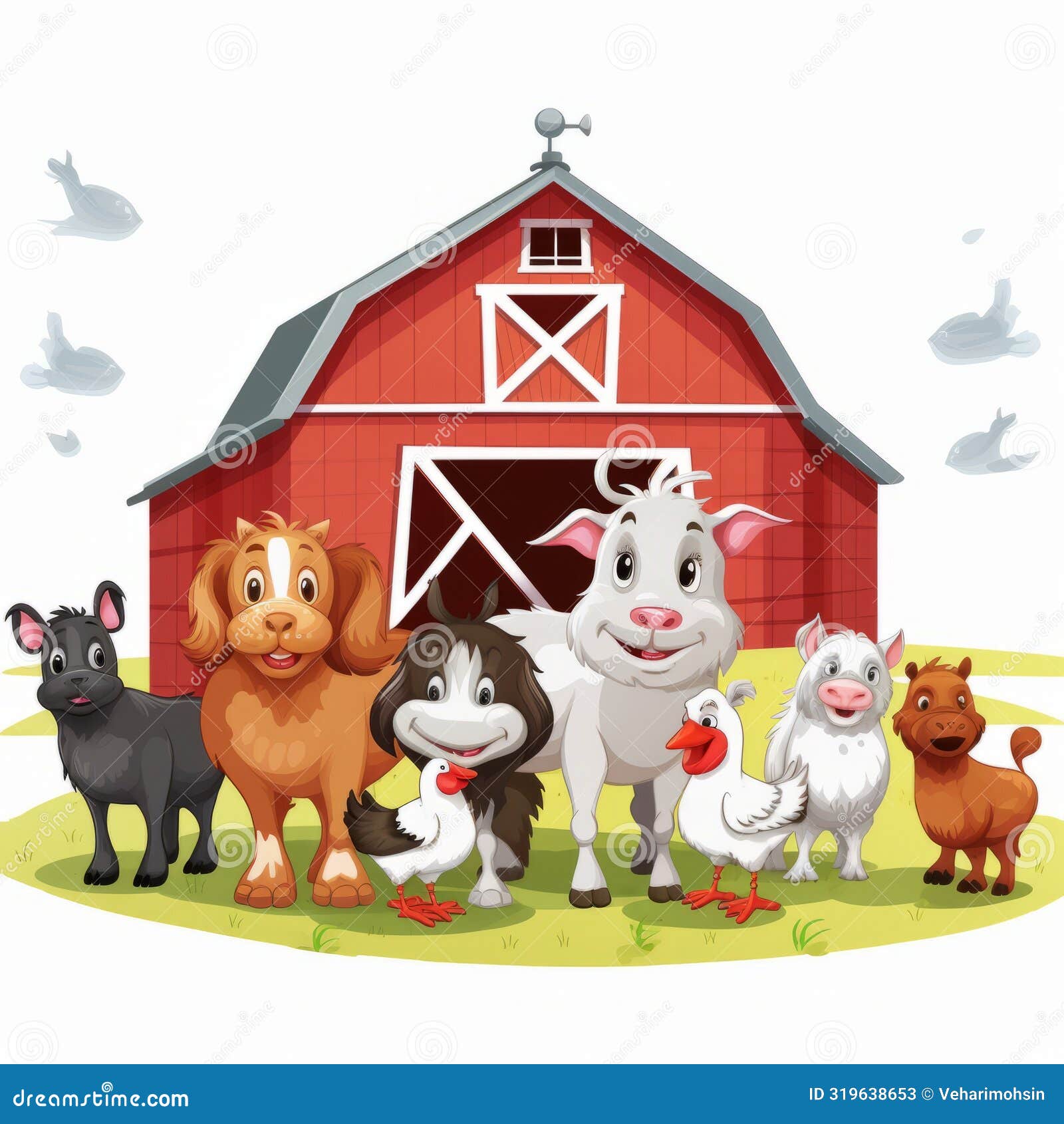 Cartoon Farm Animals in the Barnyard, Vector Illustration Stock ...
