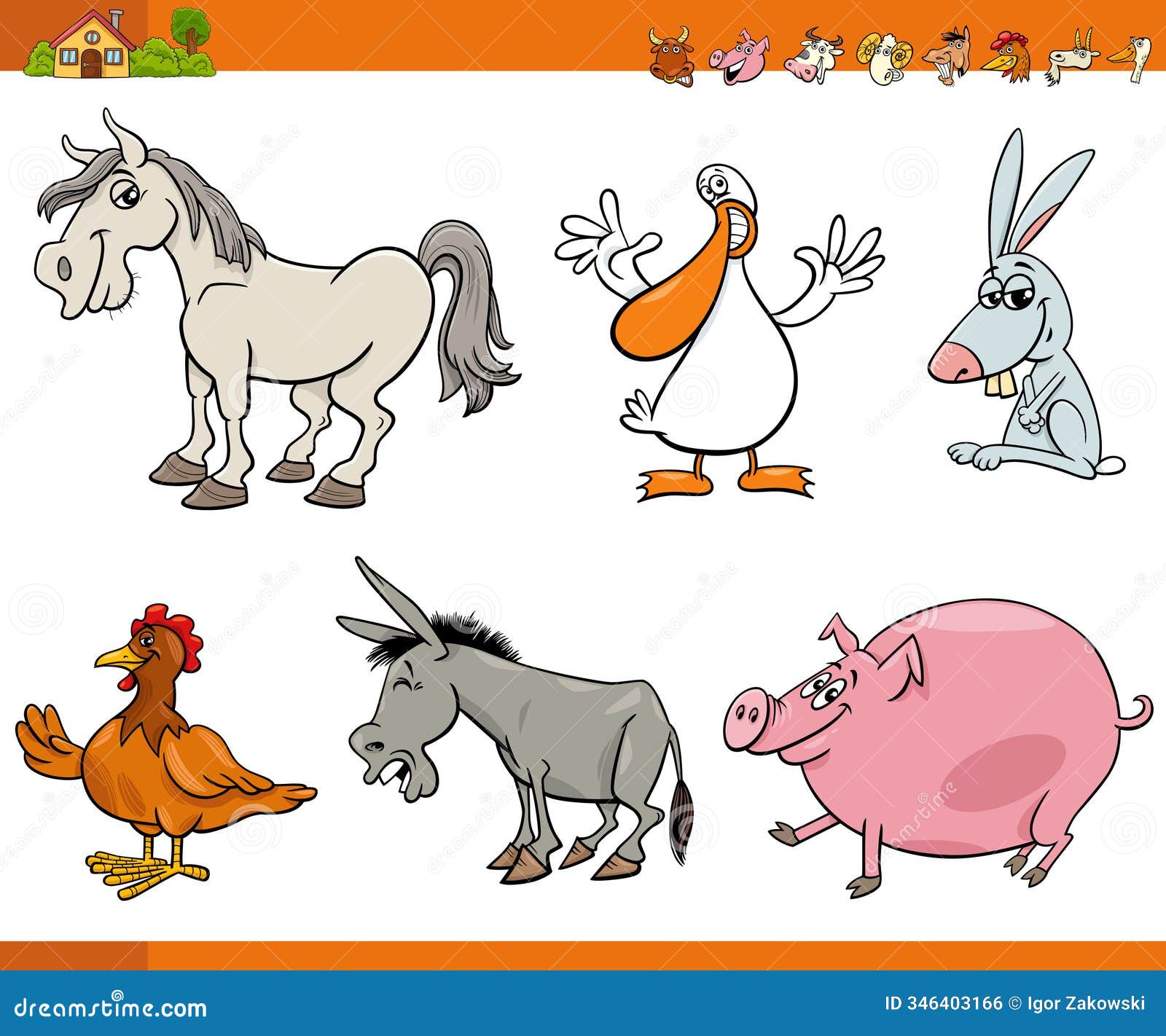 Cartoon Farm Animals Comic Characters Set Vector Illustration ...