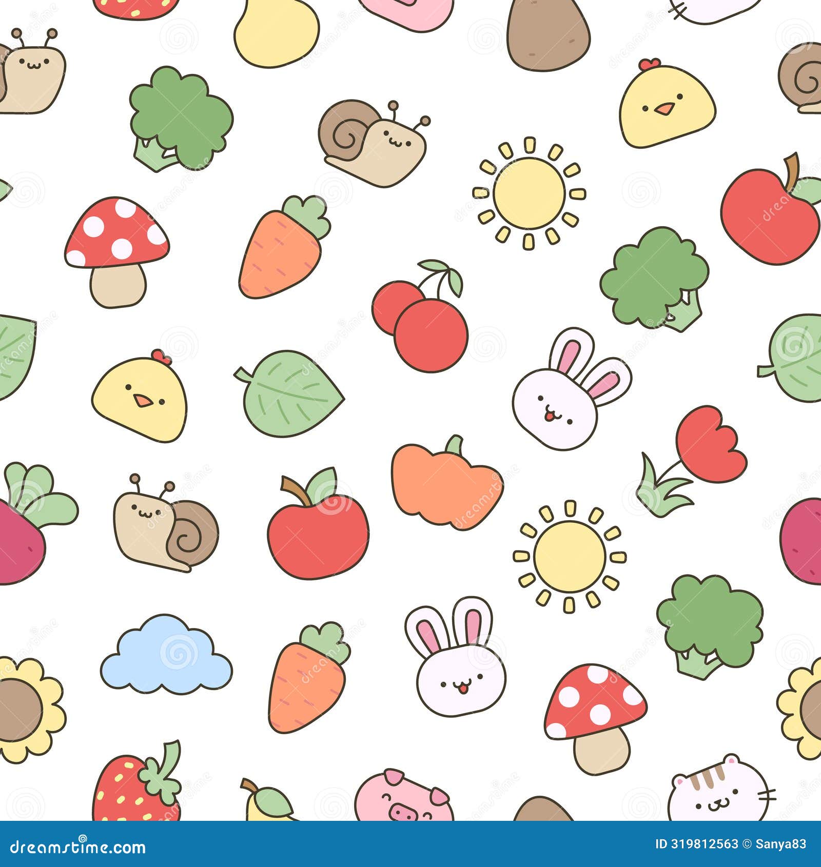 Cartoon Farm Elements. Seamless Pattern Stock Illustration ...