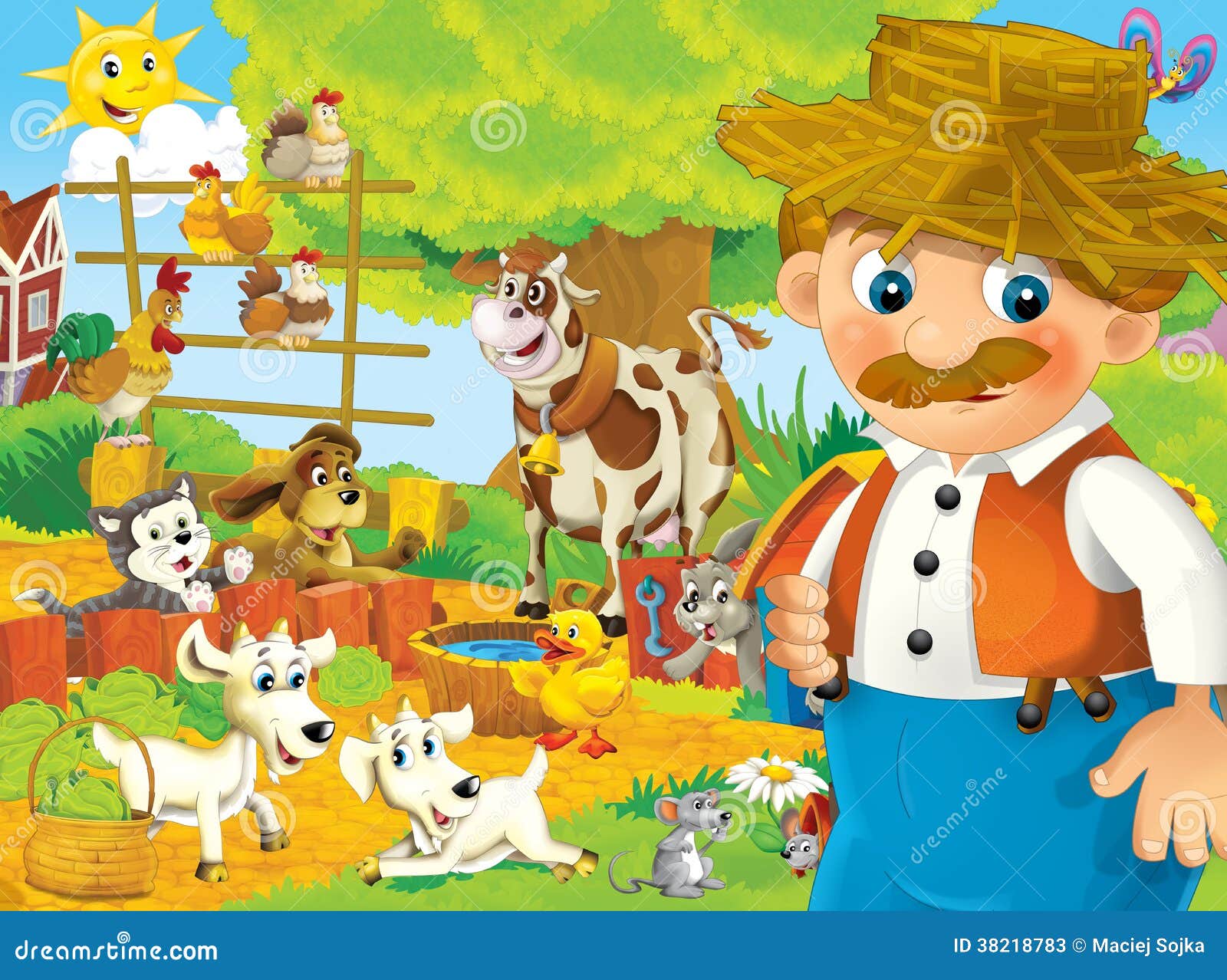 Cartoon Farm - Illustration for the Children Stock Illustration ...