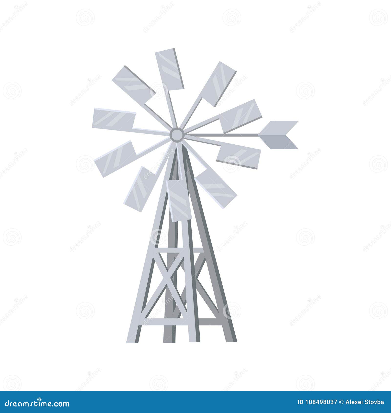 Cartoon Farm Wind Pump. Vector Icon Illustration Stock Illustration ...