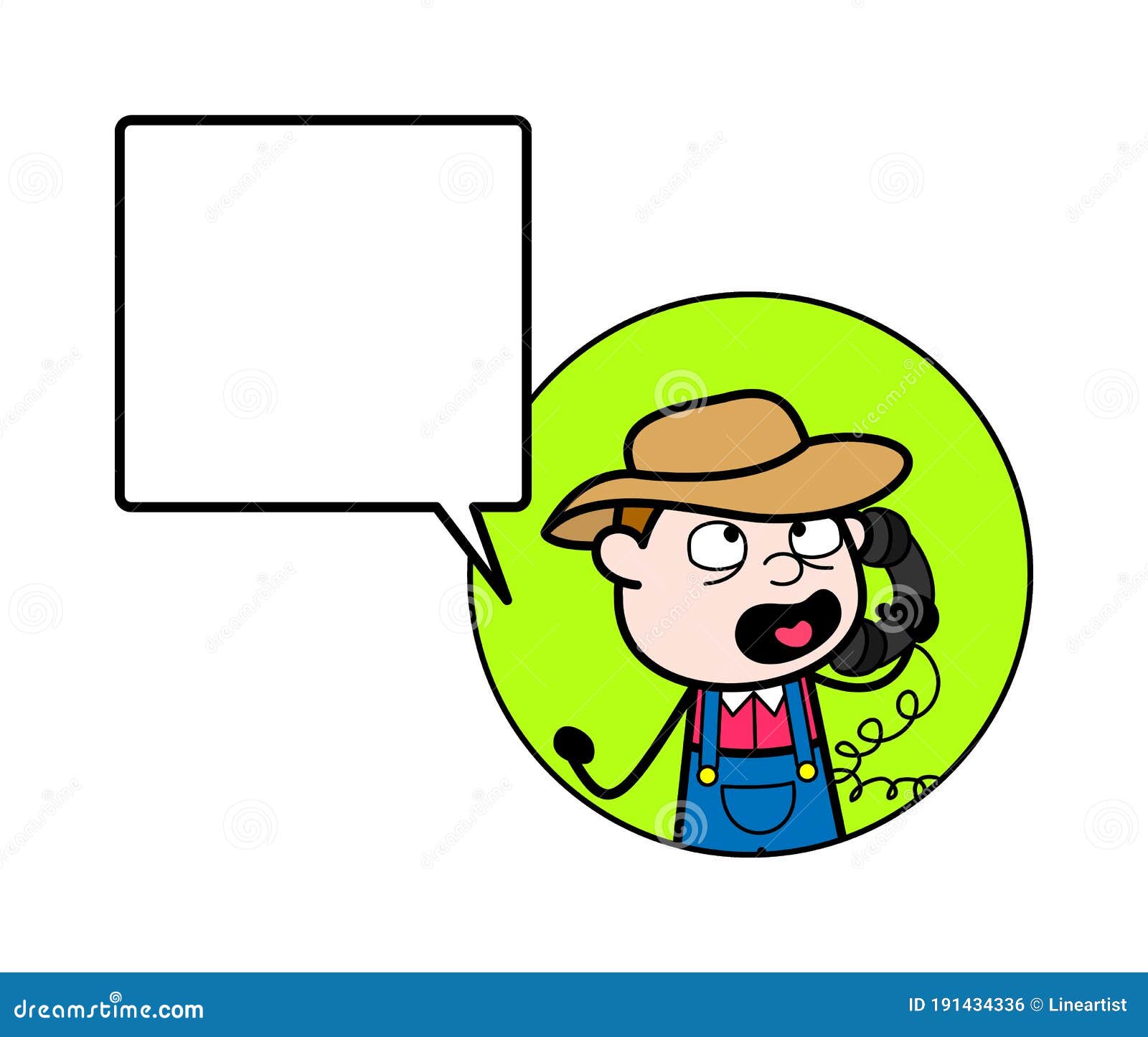 Cartoon Farmer Calling on Cell Phone Stock Illustration - Illustration ...