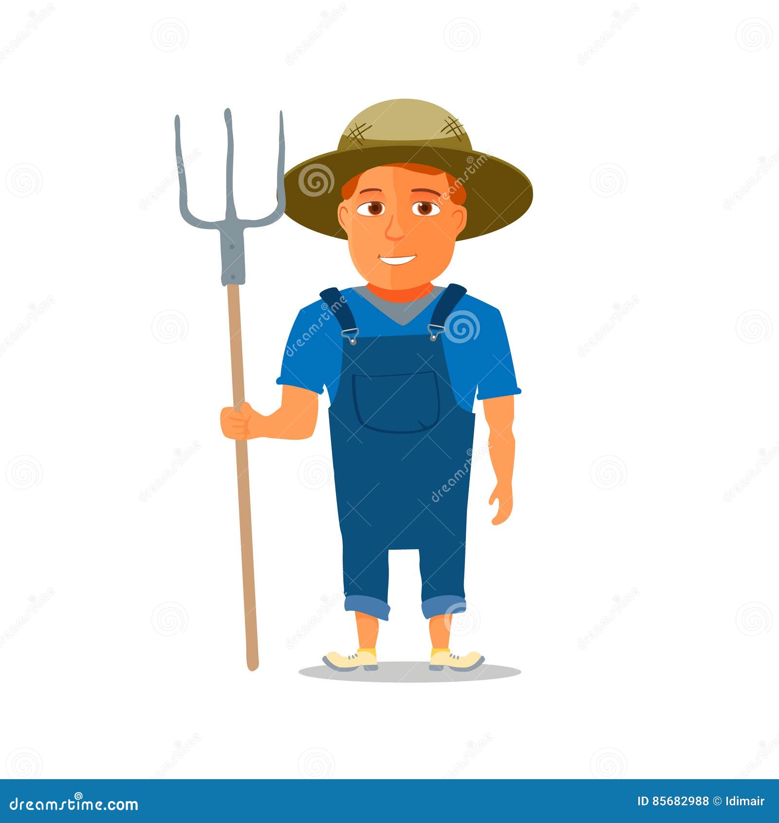 Cartoon Farmer Character with Pitchfork. Vector Stock Vector ...