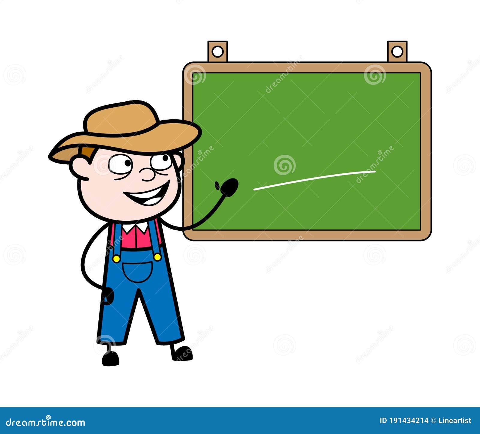 Cartoon Farmer with Classroom Board Stock Illustration - Illustration ...
