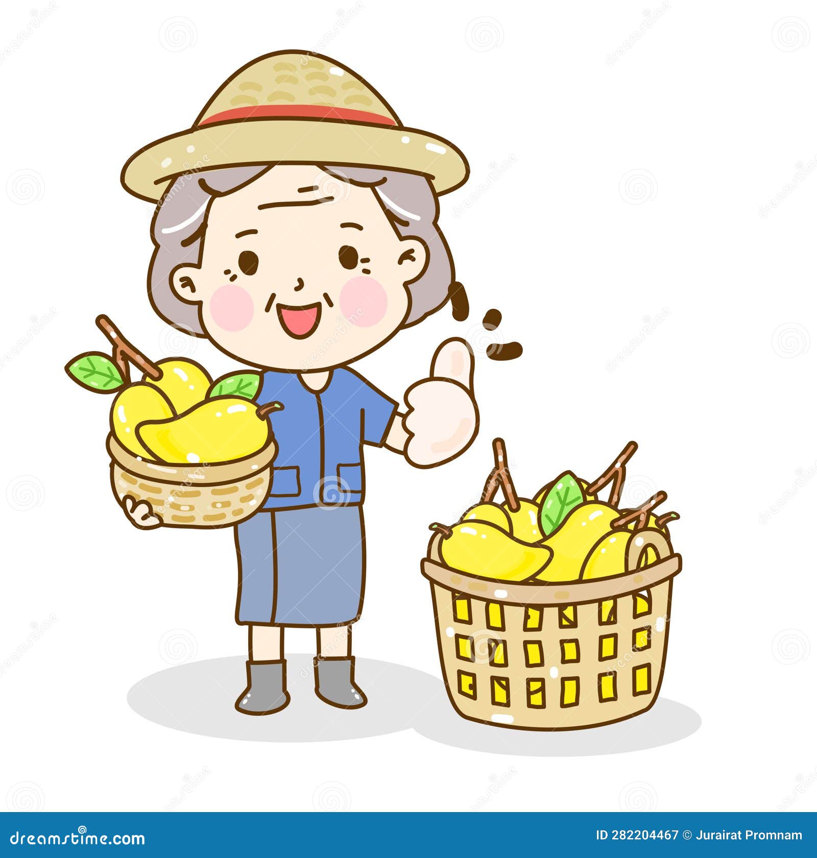 Cartoon Farmer Have Mango Character. Stock Illustration - Illustration ...