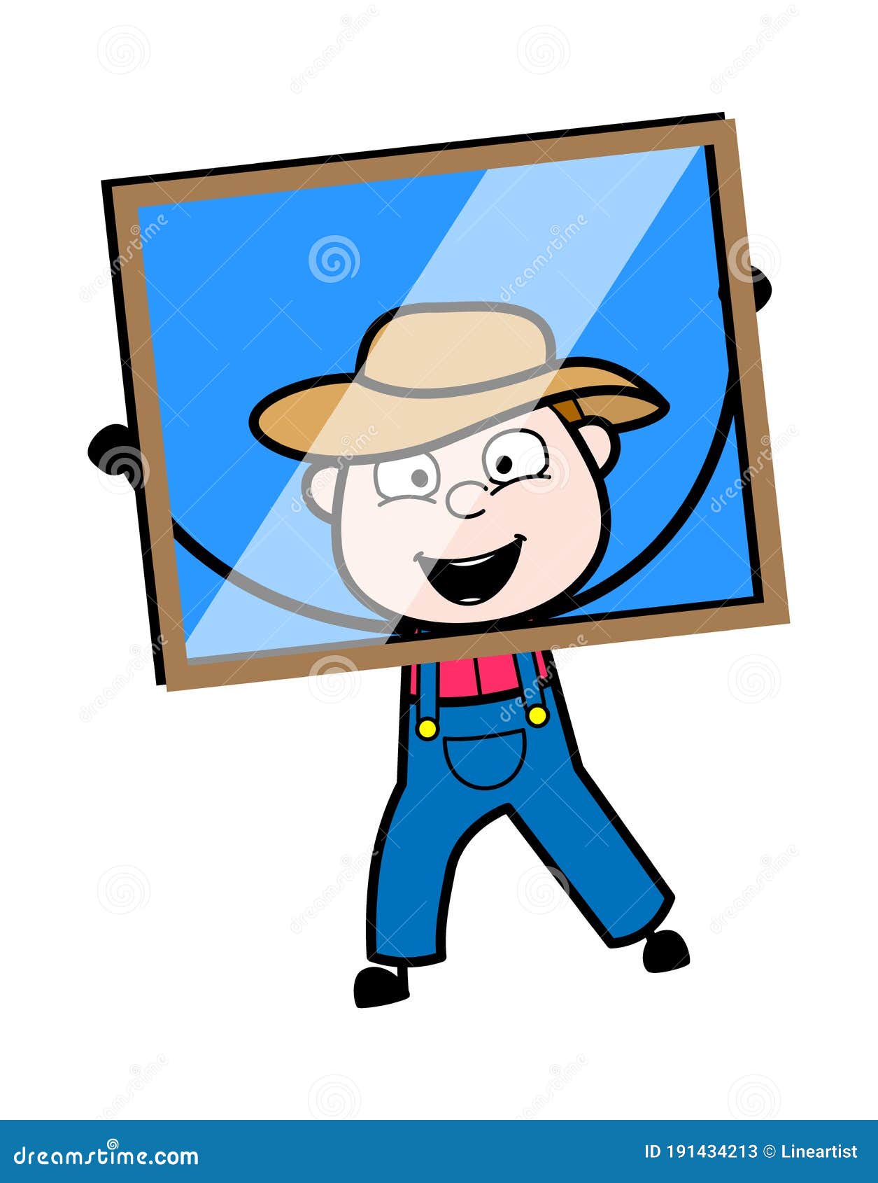 Cartoon Farmer Looking from Glass Frame Stock Illustration ...