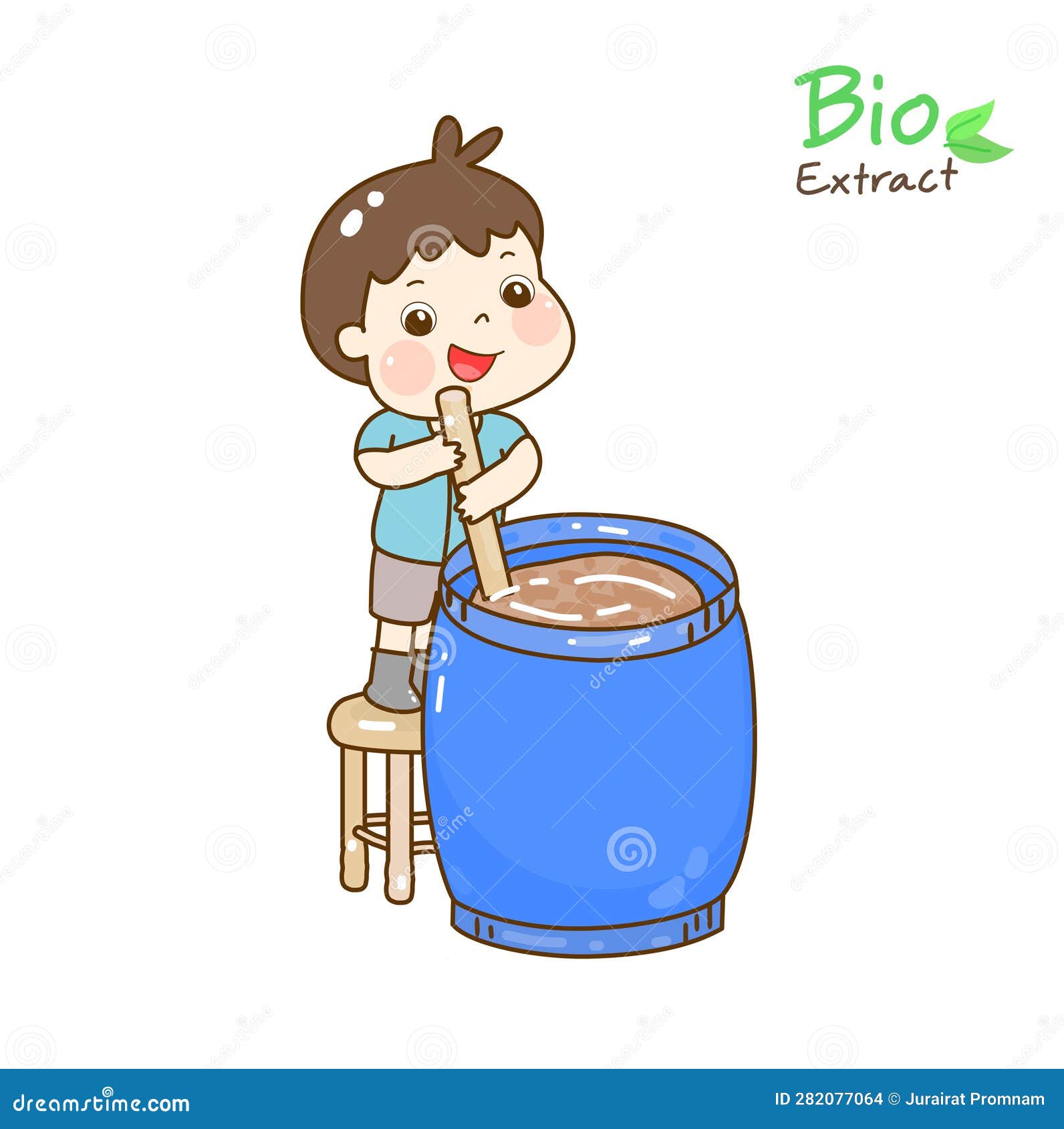 Cartoon Farmer Make Bio Extract Water. Stock Illustration ...