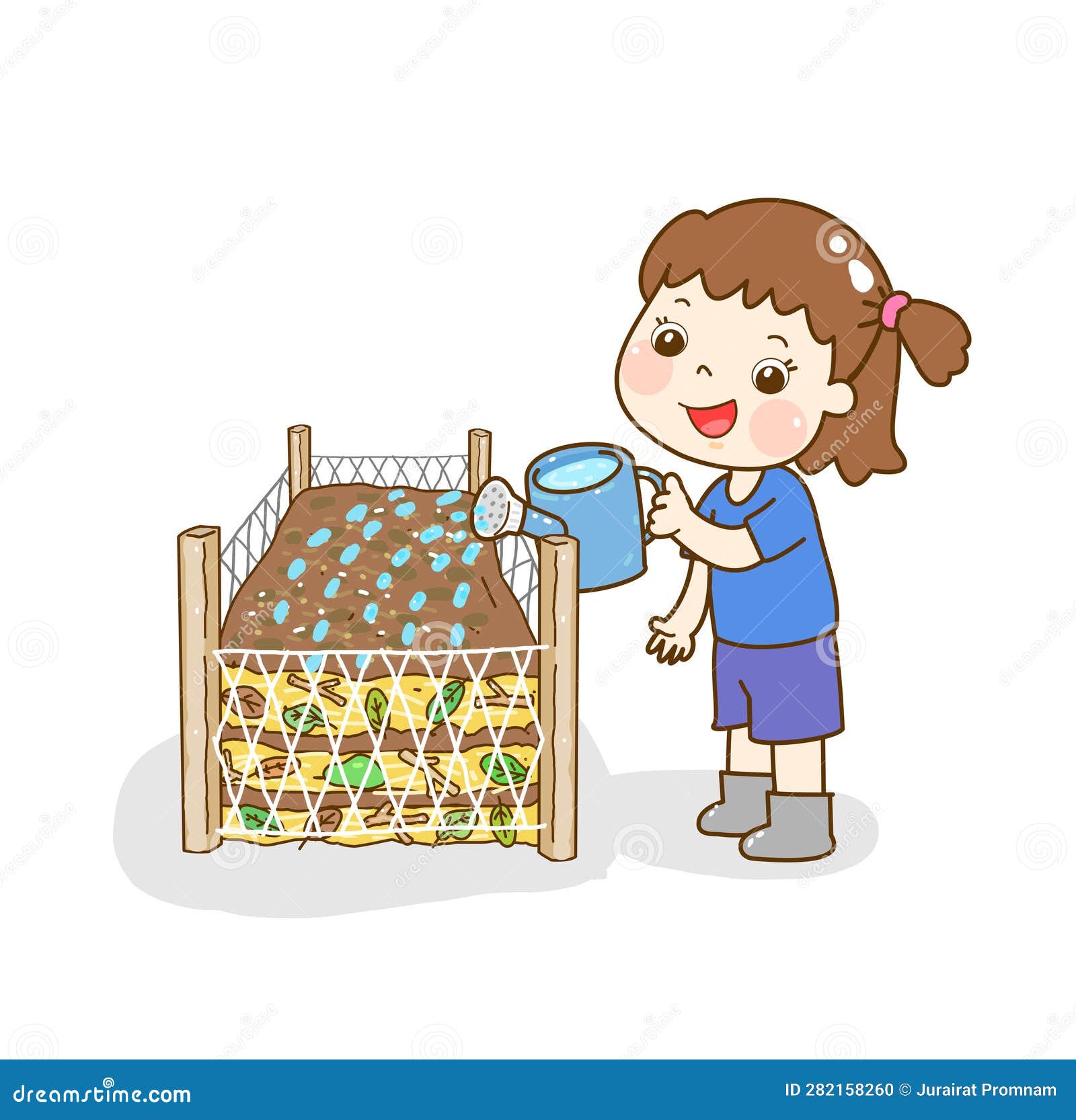 Cartoon Farmer Make Compost Vector. Stock Illustration - Illustration ...