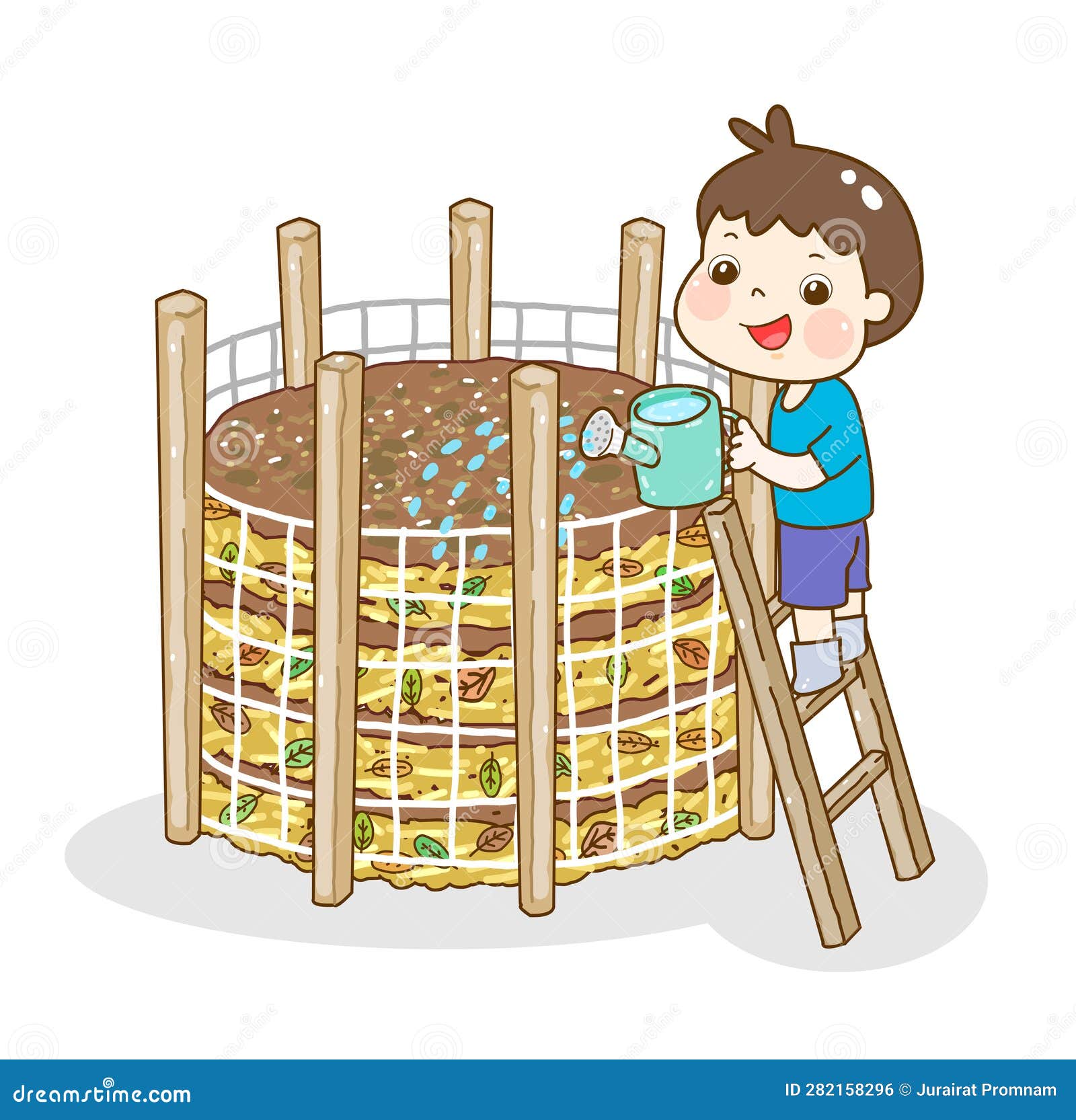 Cartoon Farmer Make Compost Vector. Stock Illustration - Illustration ...