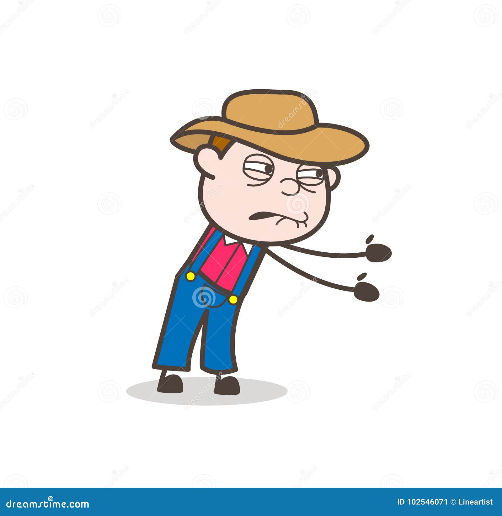 Cartoon Farmer Man Pulling Item with Full of Force Stock Illustration ...