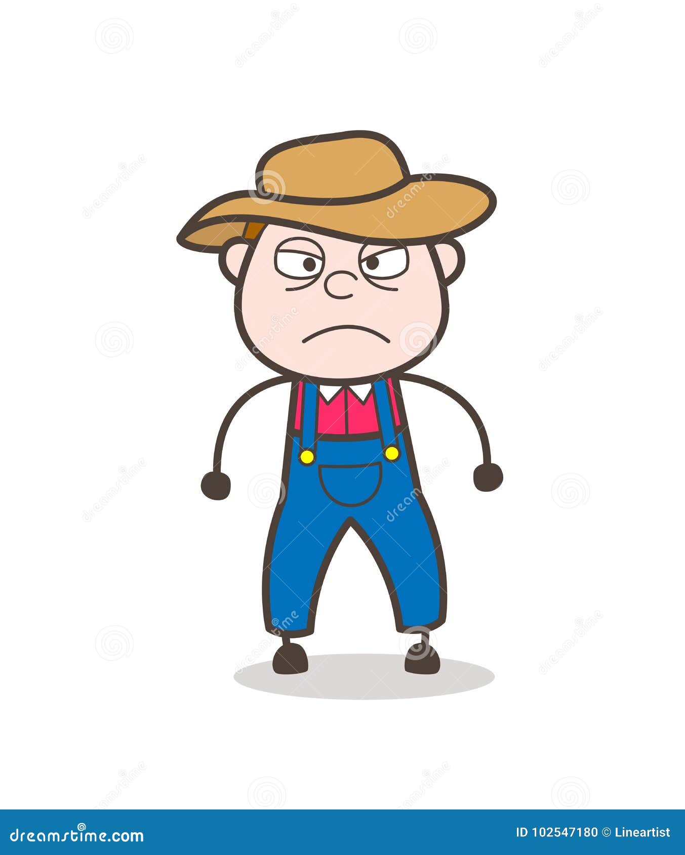 Cartoon Farmer Pouting Face Expression Vector Stock Illustration ...