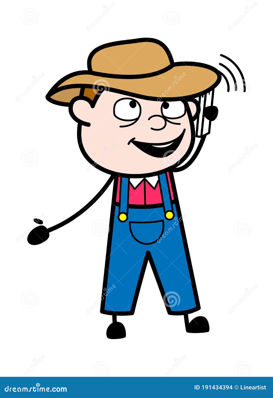 Cartoon Farmer Talking on Cell Phone Stock Illustration - Illustration ...