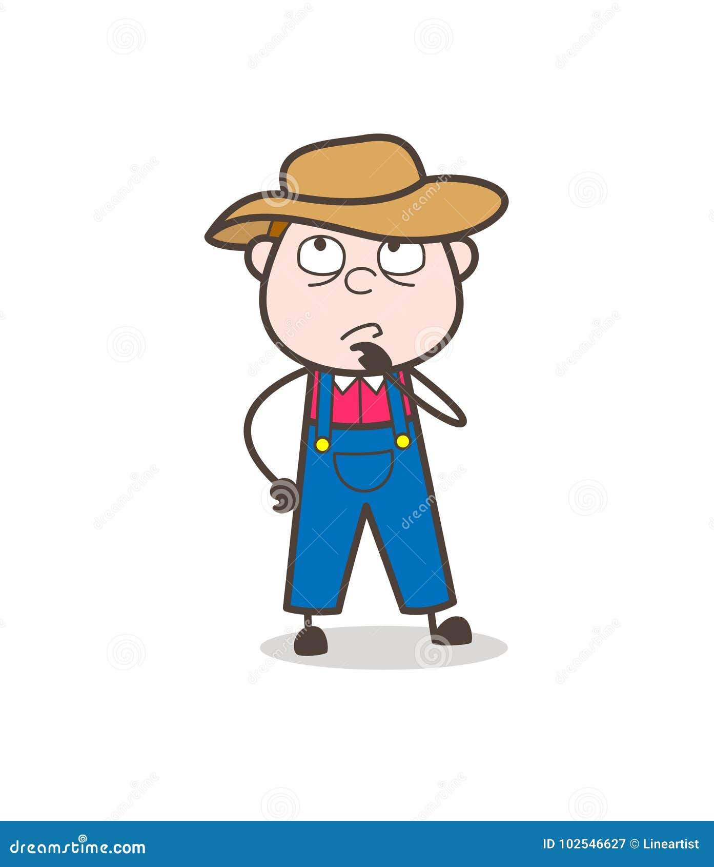 Cartoon Farmer Thinking Face Vector Concept Stock Illustration ...