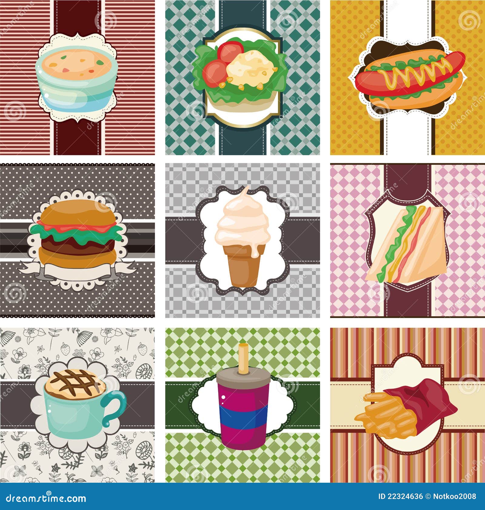Cartoon fast-food card stock vector. Illustration of card - 22324636