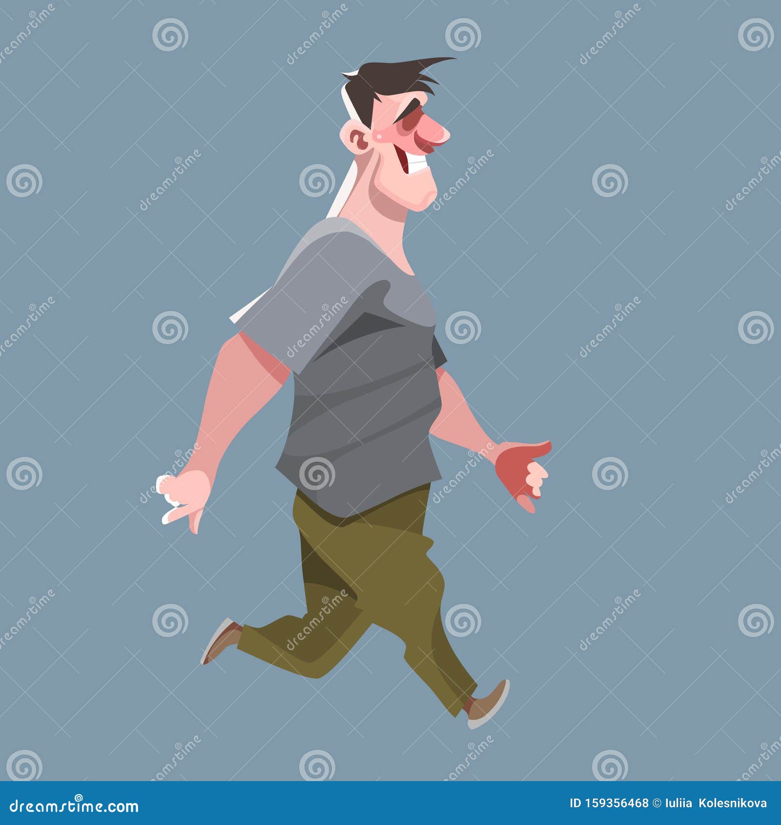 Cartoon Hefty Muscular Man In Monochrome Shades | CartoonDealer.com ...