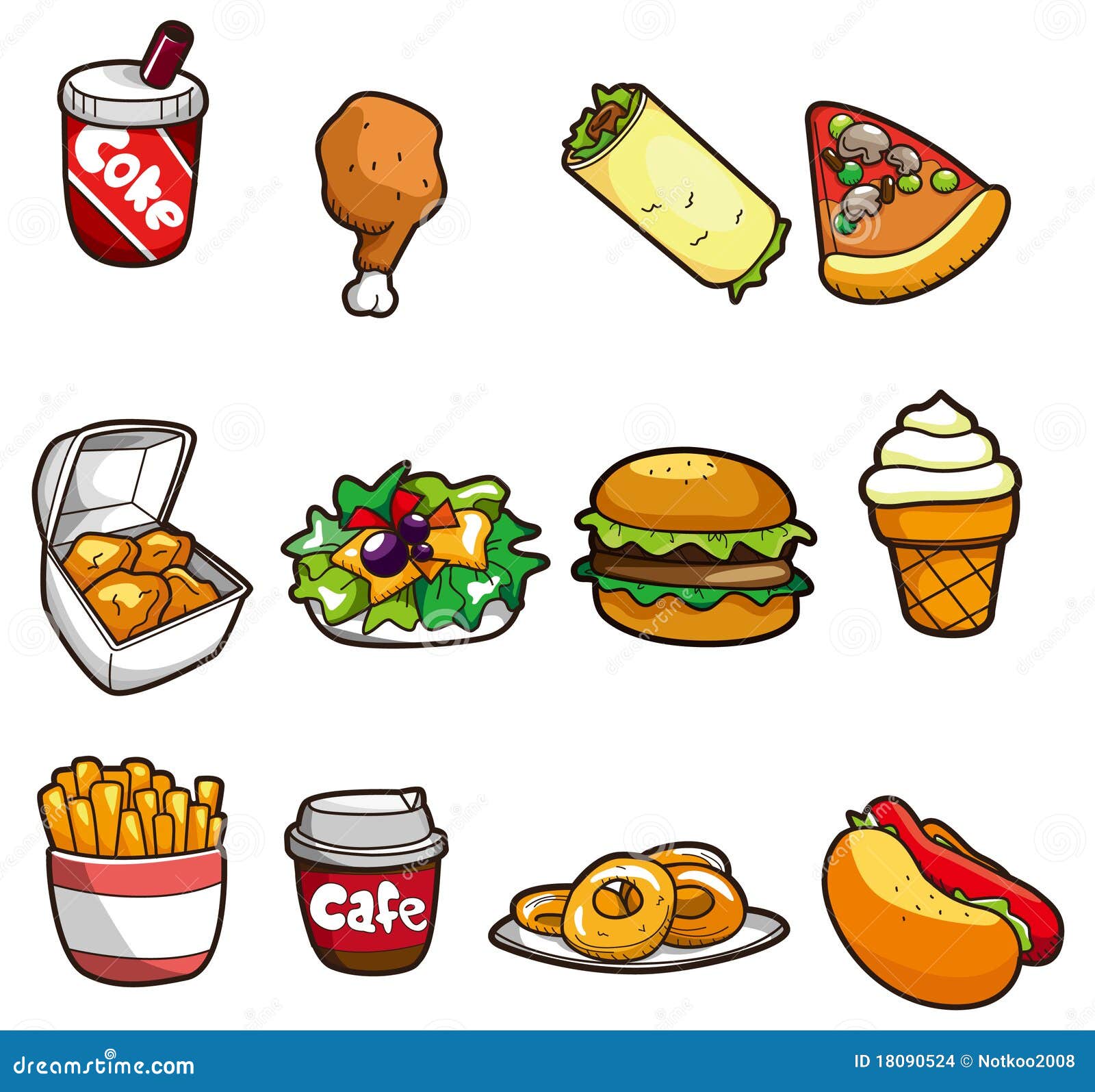 Cartoon fastfood icon stock vector. Illustration of draw - 18090524
