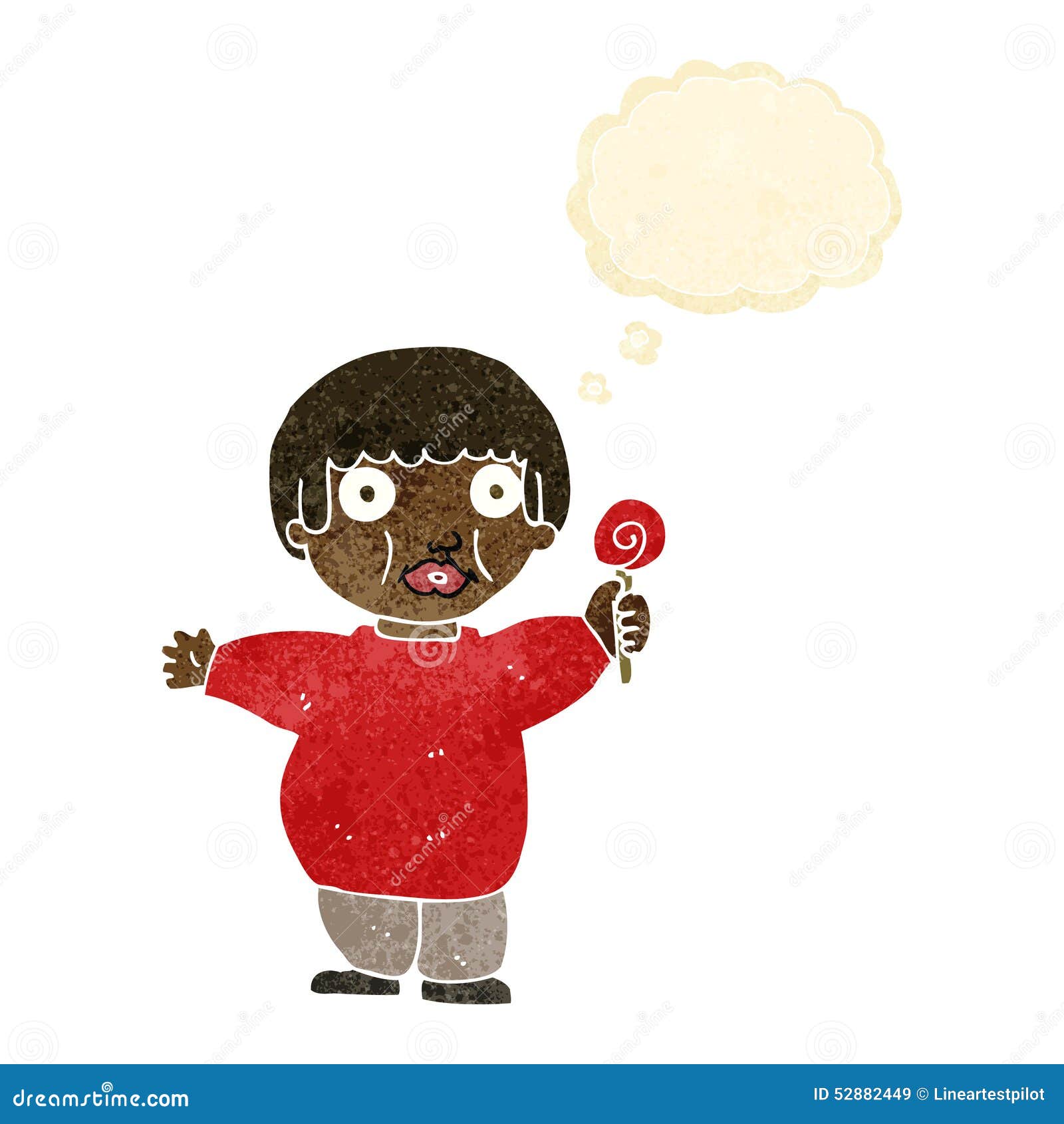 Cartoon Fat Child with Thought Bubble Stock Illustration - Illustration ...