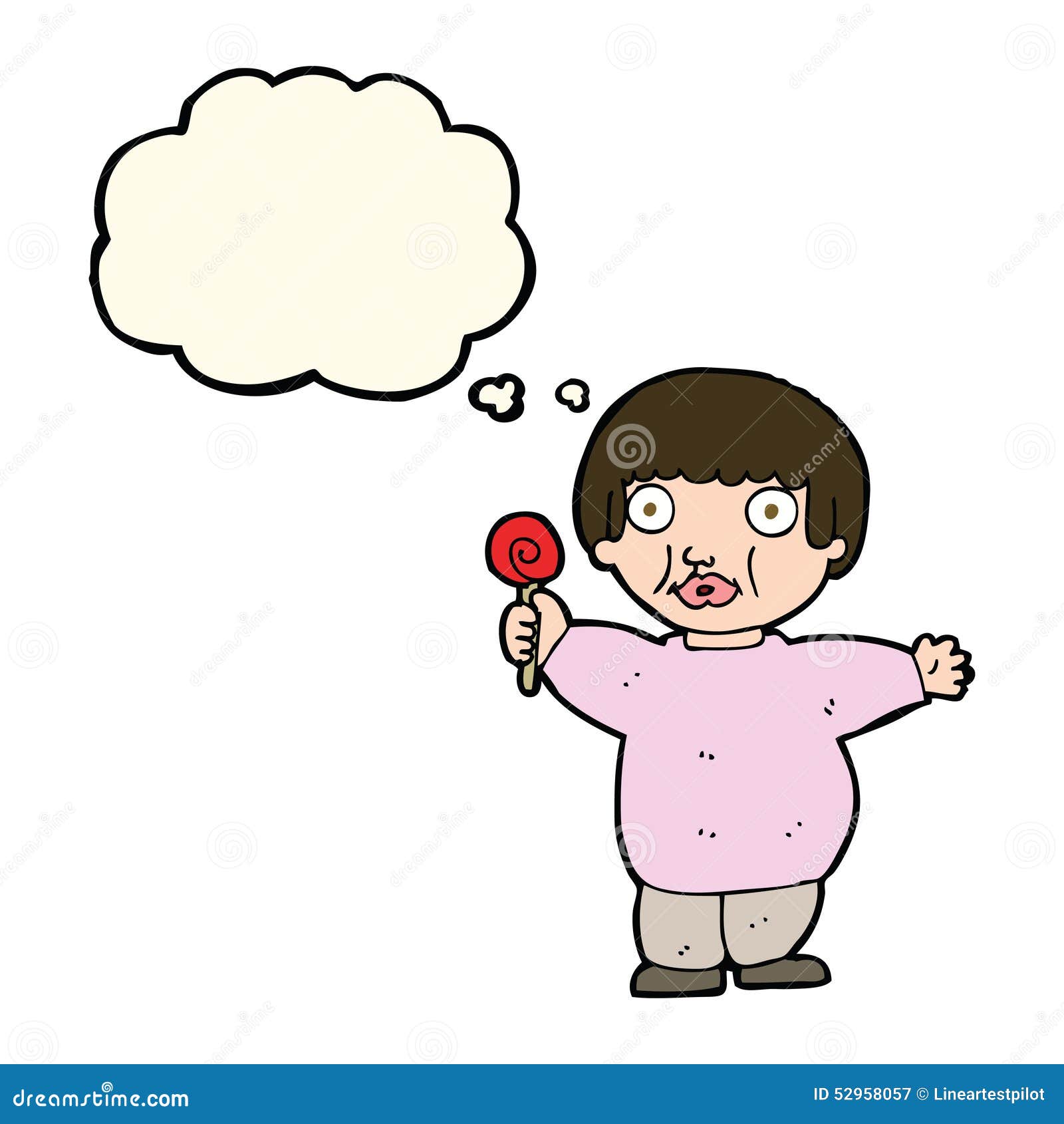 Cartoon Fat Child with Thought Bubble Stock Illustration - Illustration ...