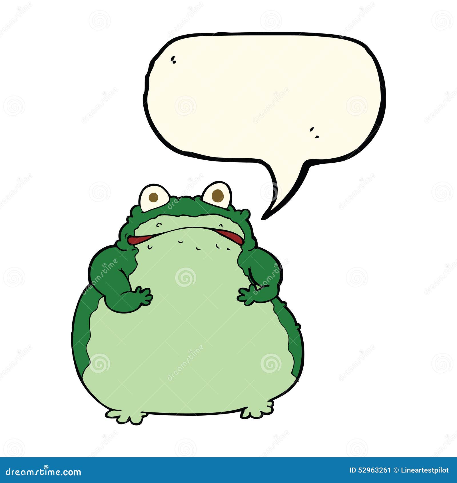 Cartoon Fat Frog with Speech Bubble Stock Illustration - Illustration ...