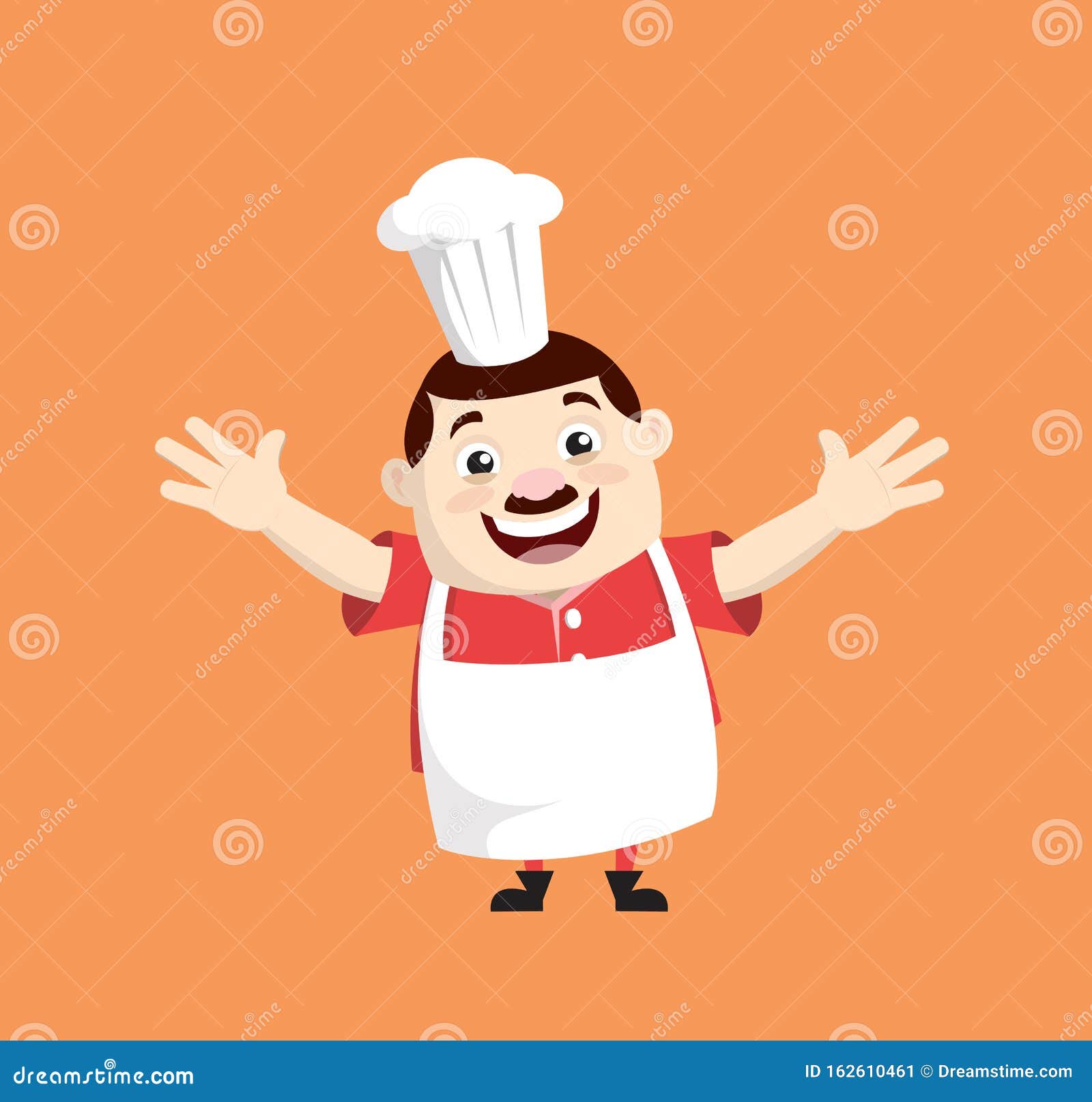 Cartoon Fat Funny Cook - in Cheerful Pose Stock Vector - Illustration ...