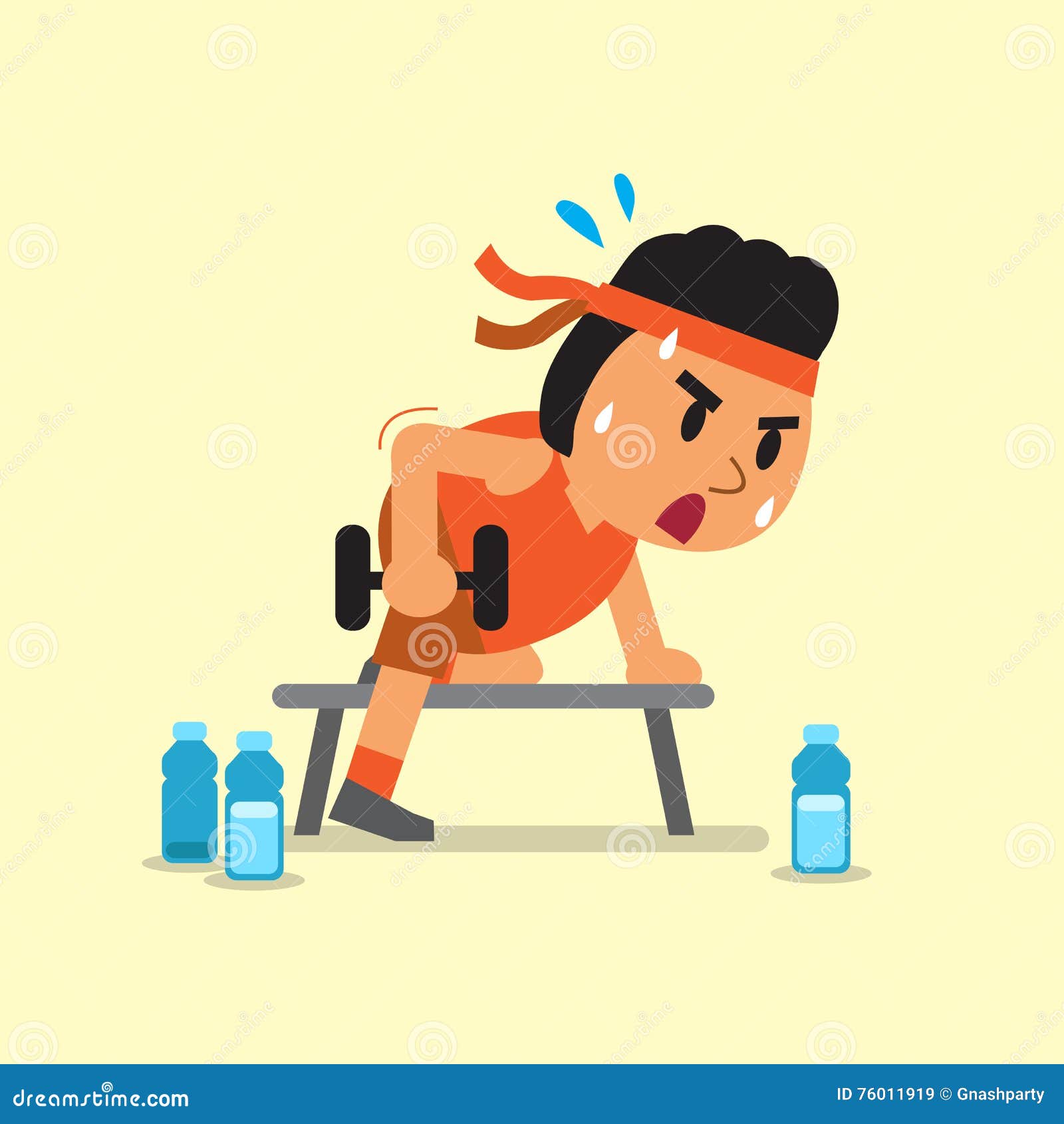Cartoon Fat Man Doing Dumbbell Row Exercise Stock Vector - Illustration ...
