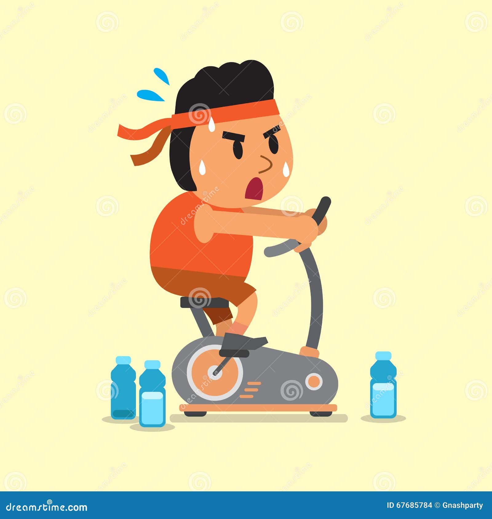 Cartoon a Fat Man Riding Exercise Bike Stock Vector - Illustration of ...