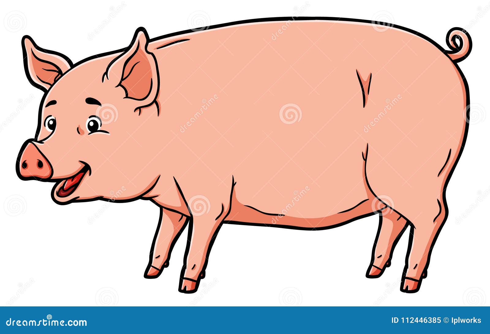 Cartoon Fat Pig Standing in Four Legs Stock Vector - Illustration of ...