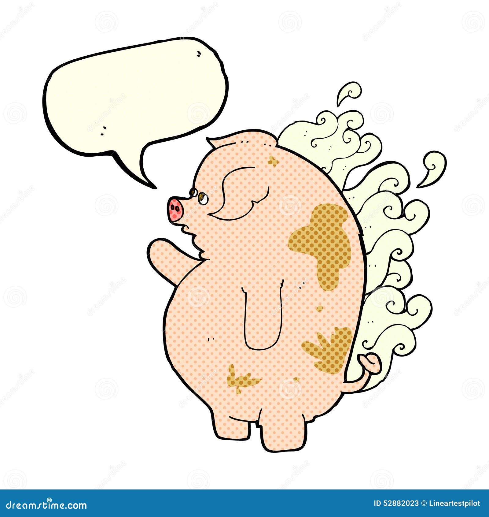 Cartoon Fat Smelly Pig with Speech Bubble Stock Illustration ...