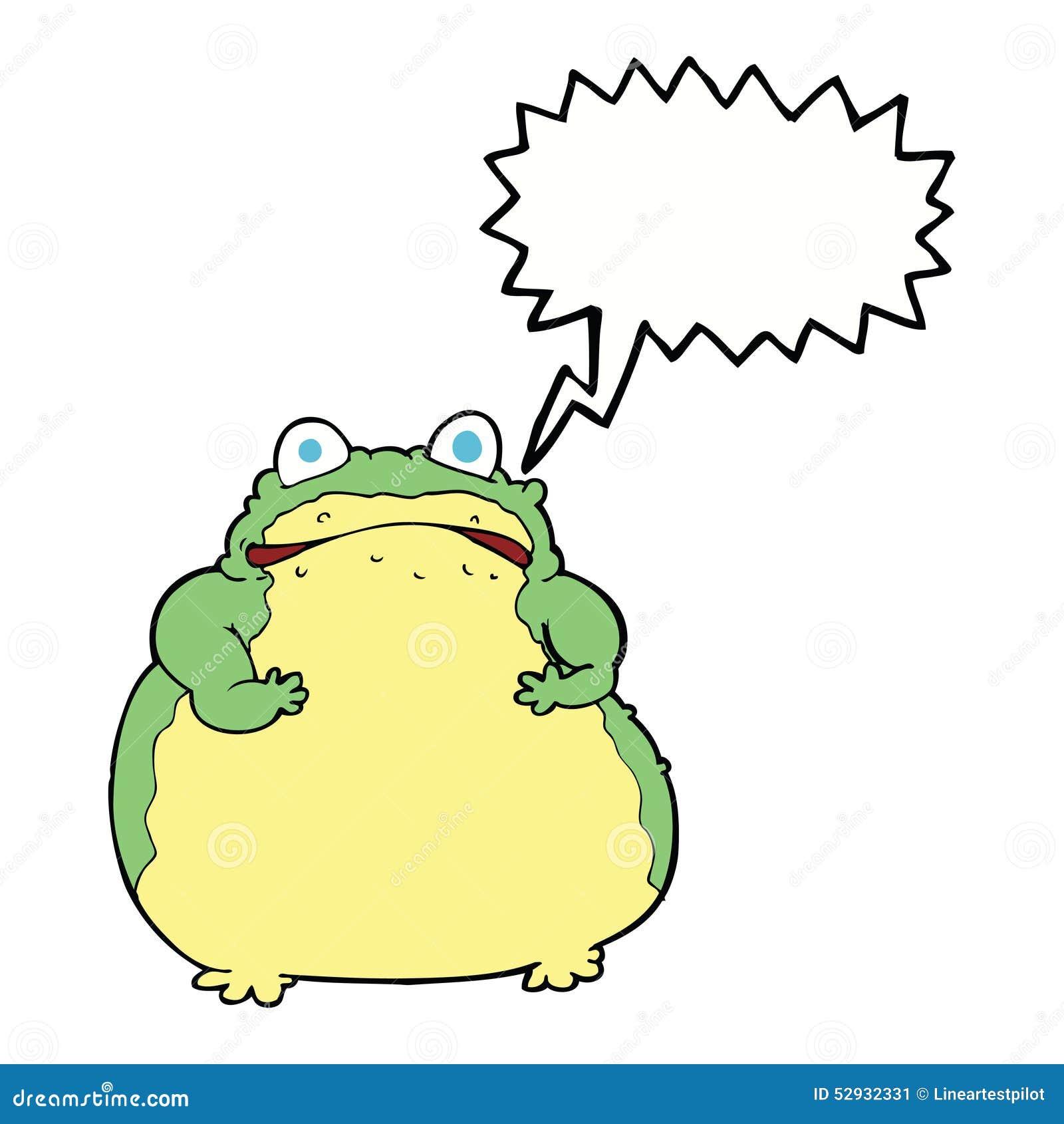 Cartoon Fat Toad with Speech Bubble Stock Illustration - Illustration ...