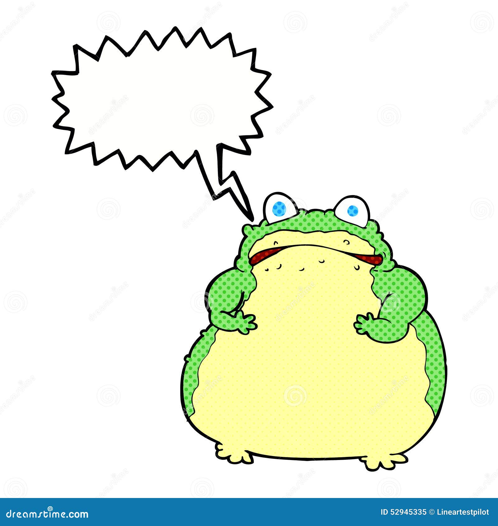 Cartoon Fat Toad with Speech Bubble Stock Illustration - Illustration ...
