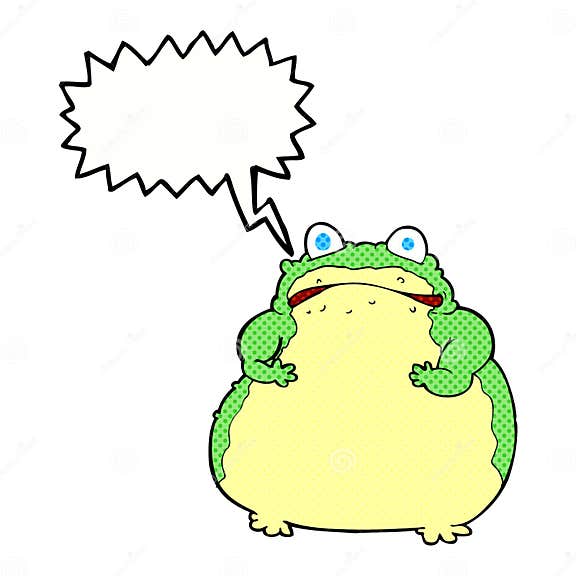 Cartoon Fat Toad with Speech Bubble Stock Illustration - Illustration ...