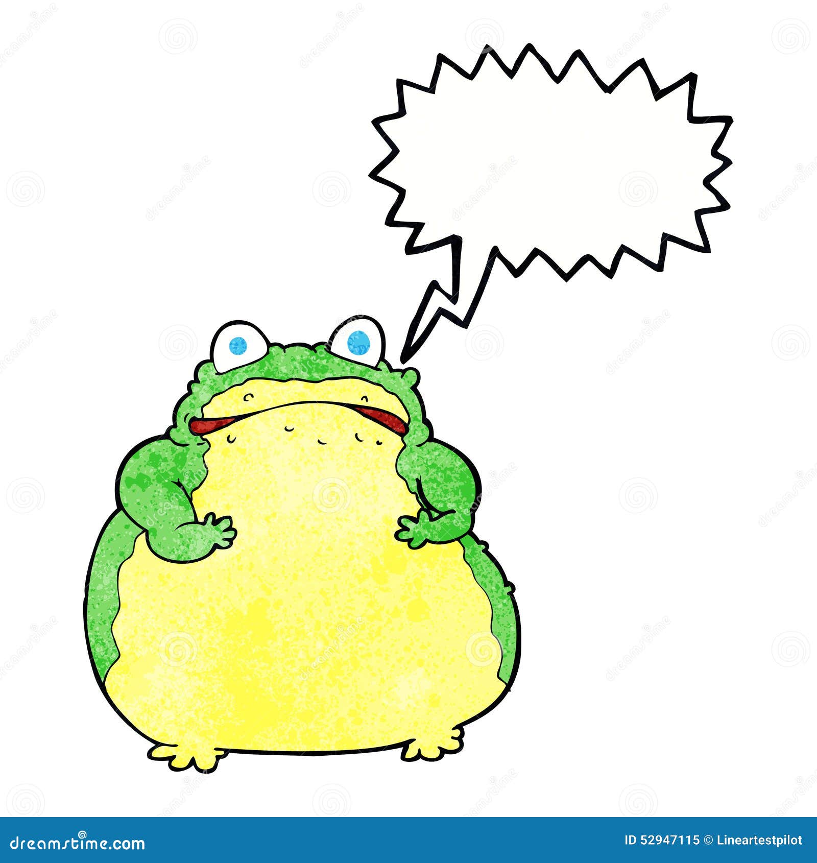 Cartoon Fat Toad with Speech Bubble Stock Illustration - Illustration ...