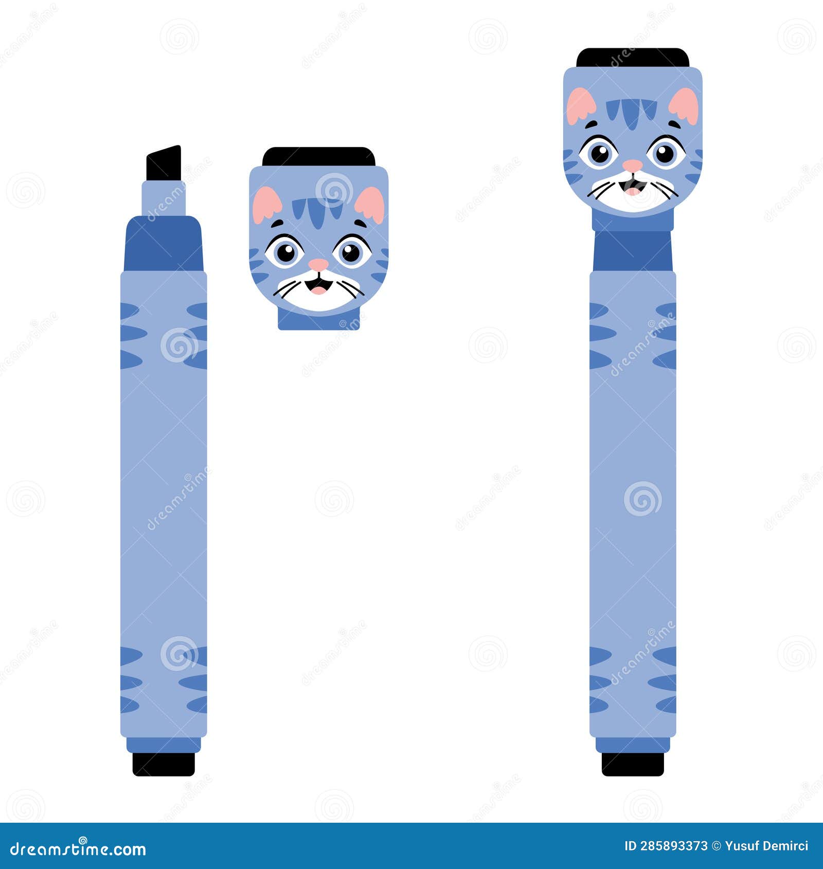 Cartoon Felt Tip Pen Design Stock Illustration - Illustration of kids ...